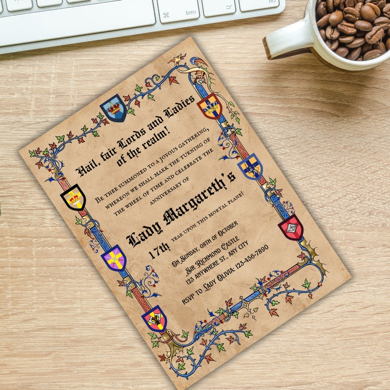 Medieval Invite, Medieval Party Invite, Medieval Invite, Medieval ...