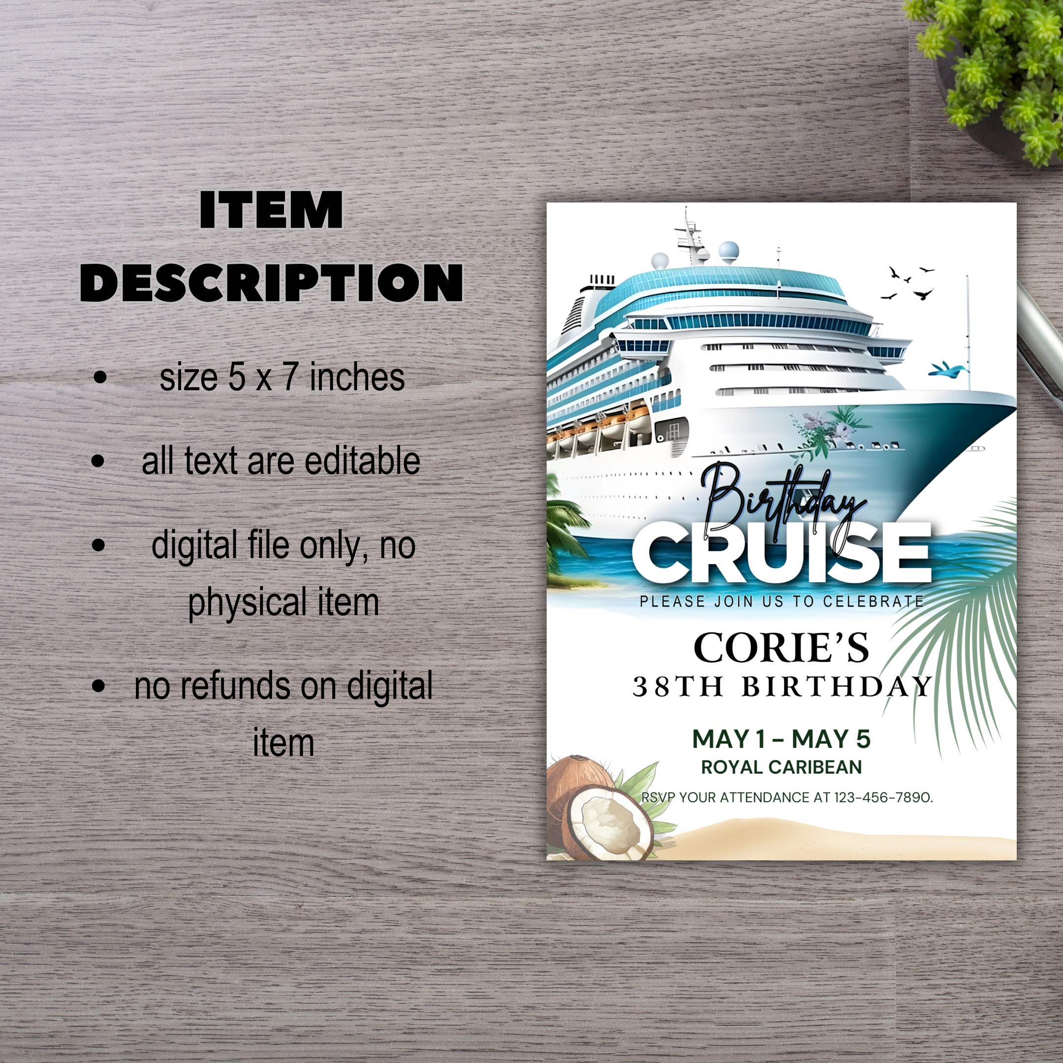 Cruise Invite, Cruise Ship Invite, Cruise Birthday Invite, Cruise ...