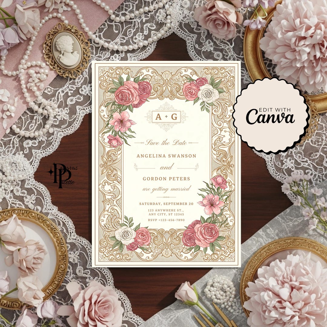Victorian Wedding Invitation | Printable Victorian Era Invite for Tea ...