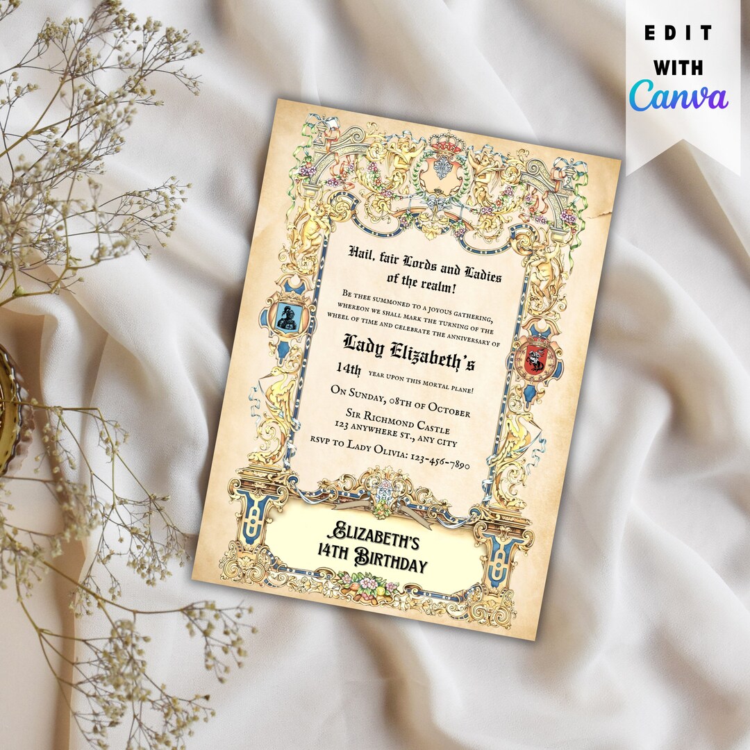 Medieval Party Invite, Medieval Invite, Medieval Renaissance Invitation ...