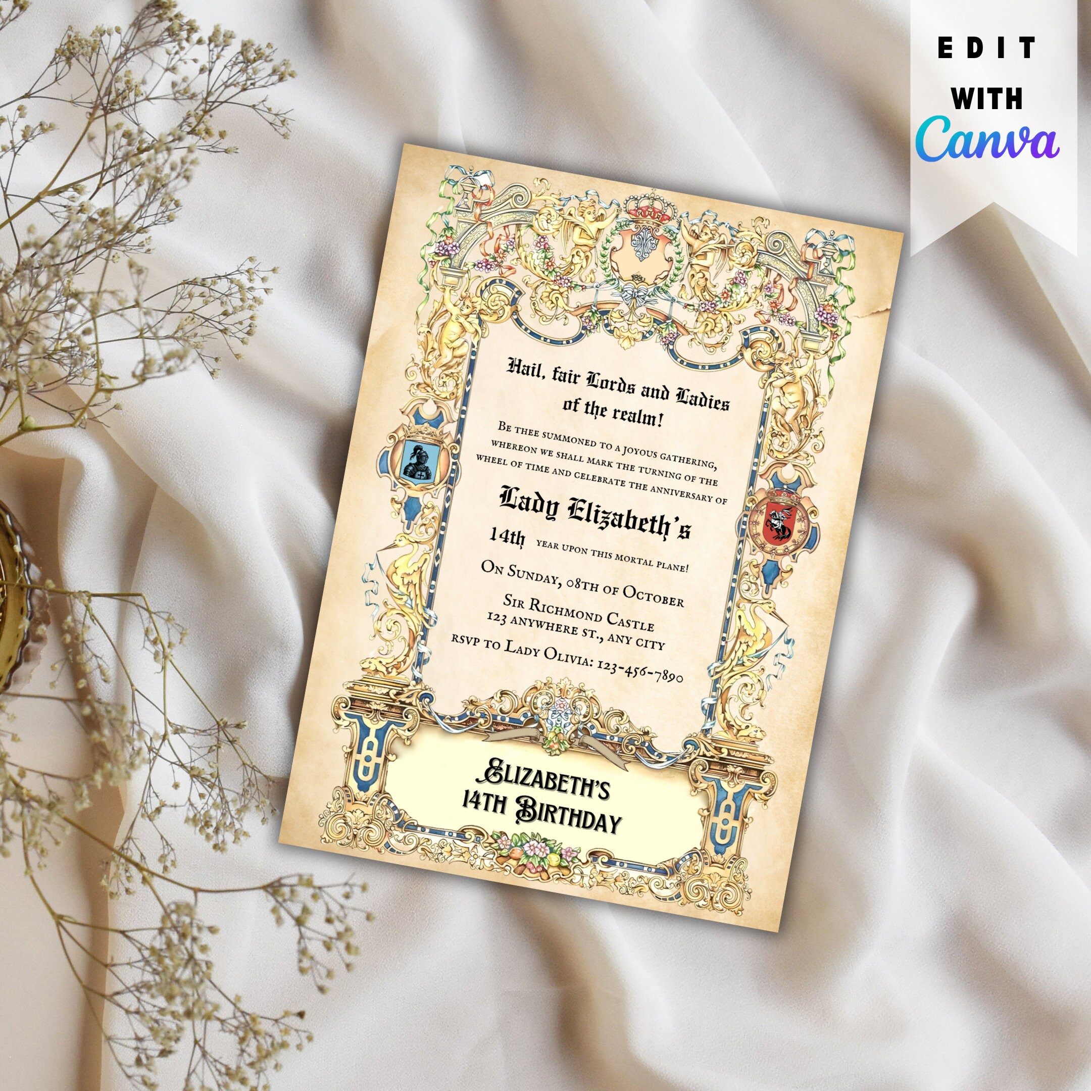 Medieval Party Invite, Medieval Invite, Medieval Renaissance Invitation ...