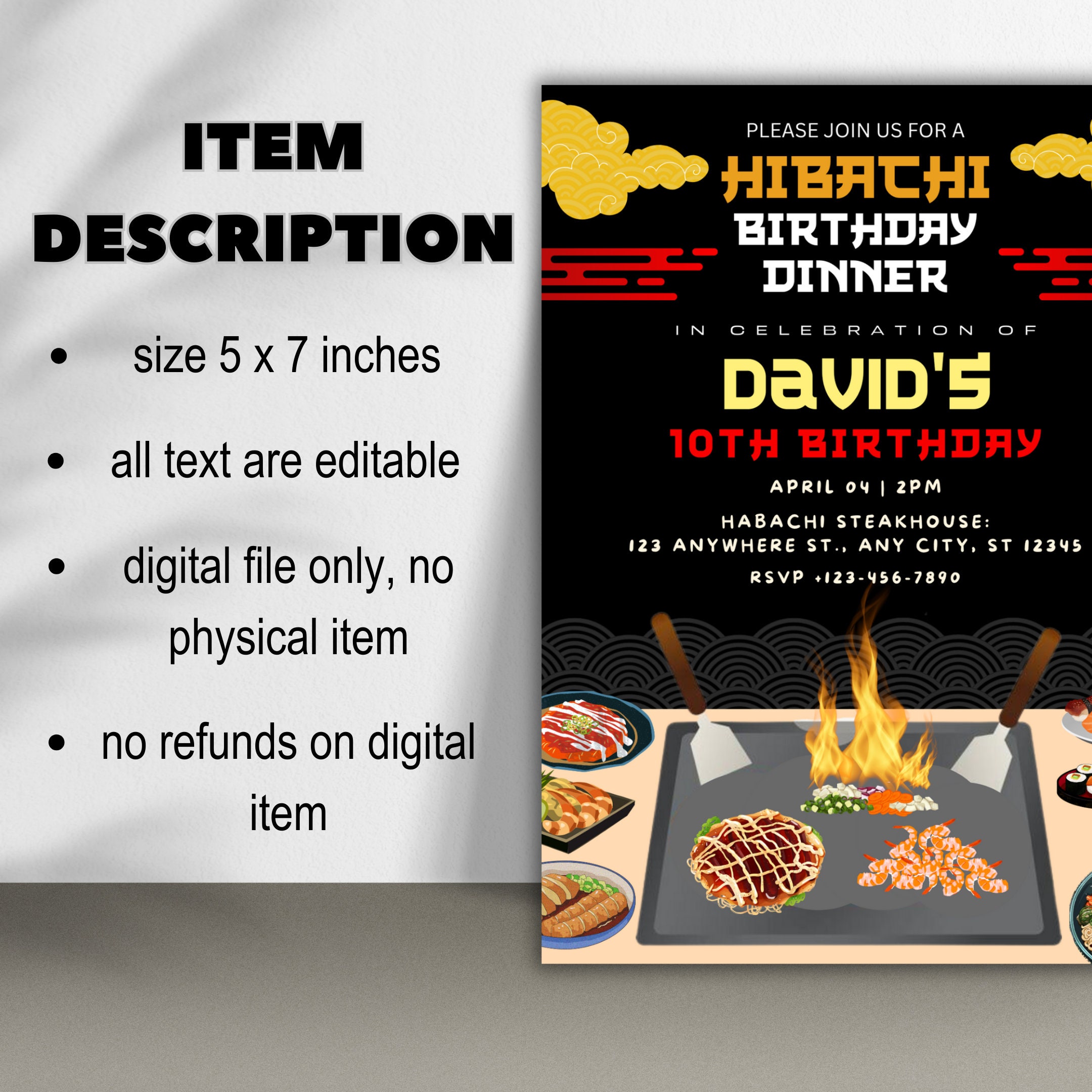 Hibachi Invitation, Hibachi Party, Hibachi Dinner Party Invitation ...