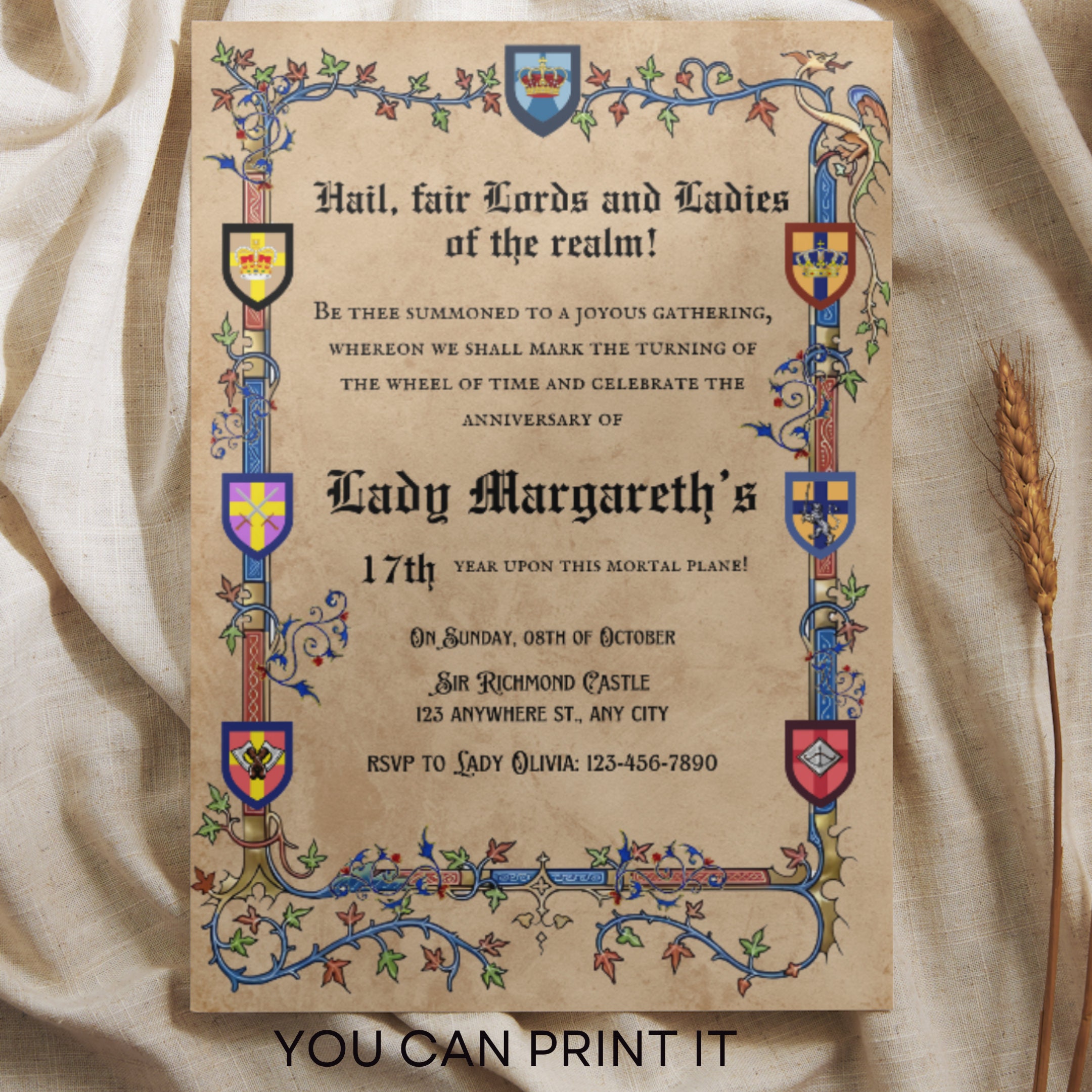 Medieval Invite, Medieval Party Invite, Medieval Invite, Medieval ...