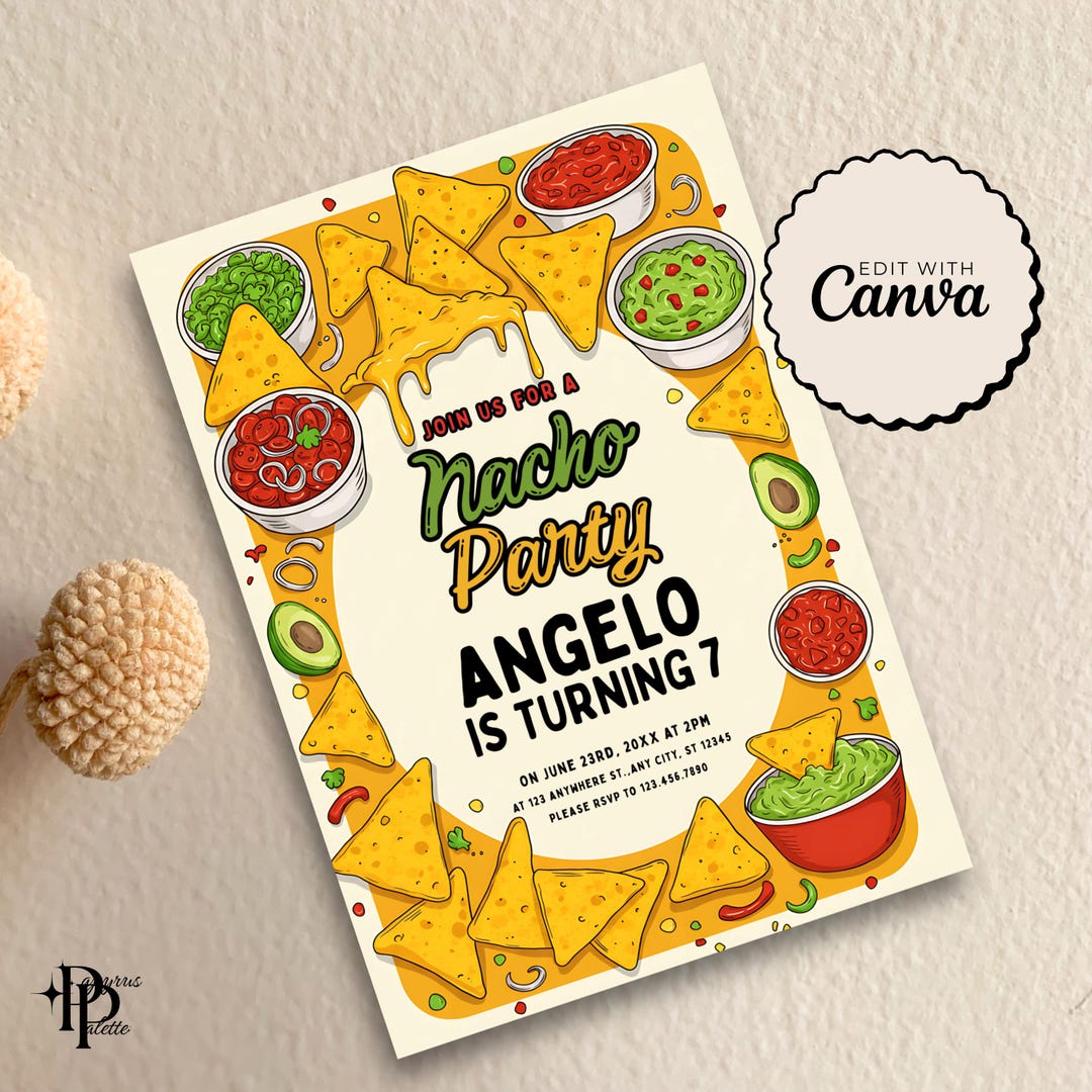 Nacho Birthday Invite Template - Fiesta Birthday Party Invitation ...