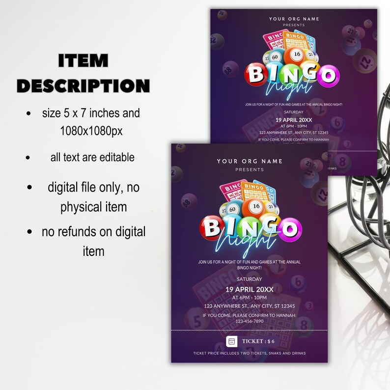 Bingo Night Flyer, Bingo Night Invitation, Bingo Flyer, Bingo ...