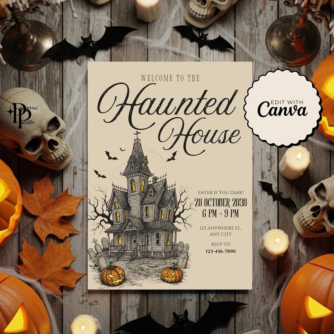 Hunted House Invite, Haunted House Flyer, Trunk or Treat Invite ...