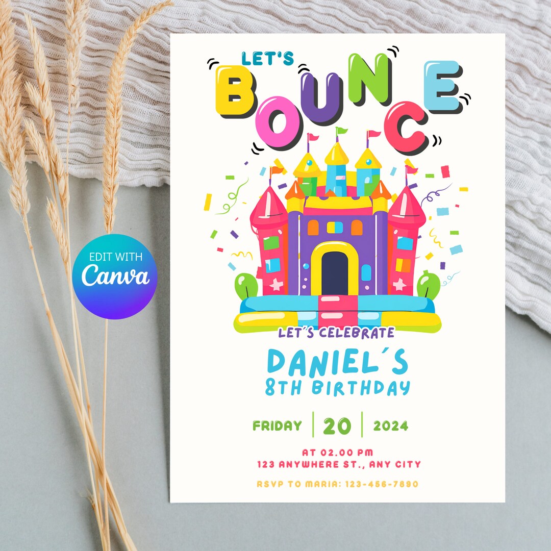 Editable Bouncy Castle Party Invitation Printable Birthday Invite ...