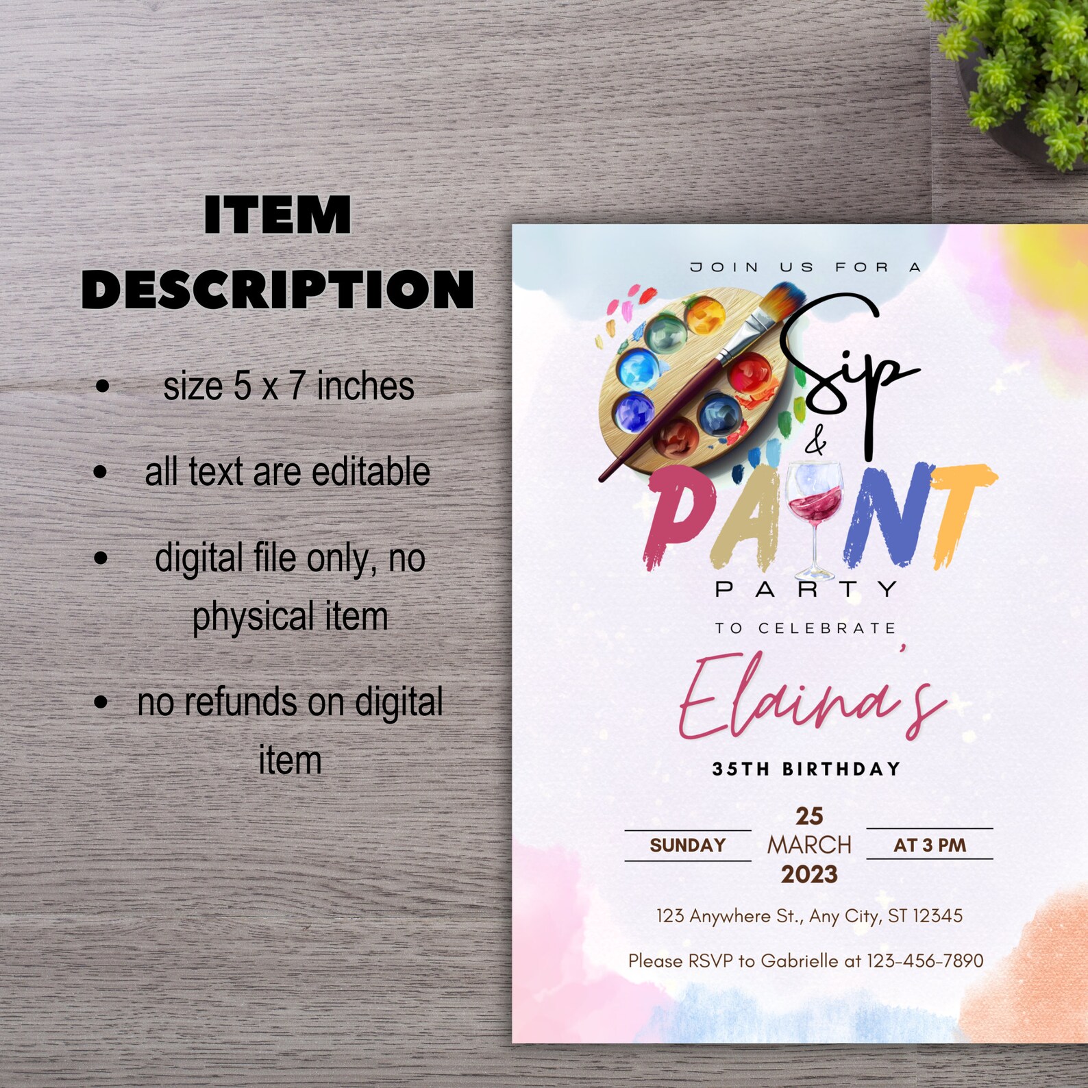 Sip and Paint Invite, Paint and Sip Invite, Paint and Sip Party ...