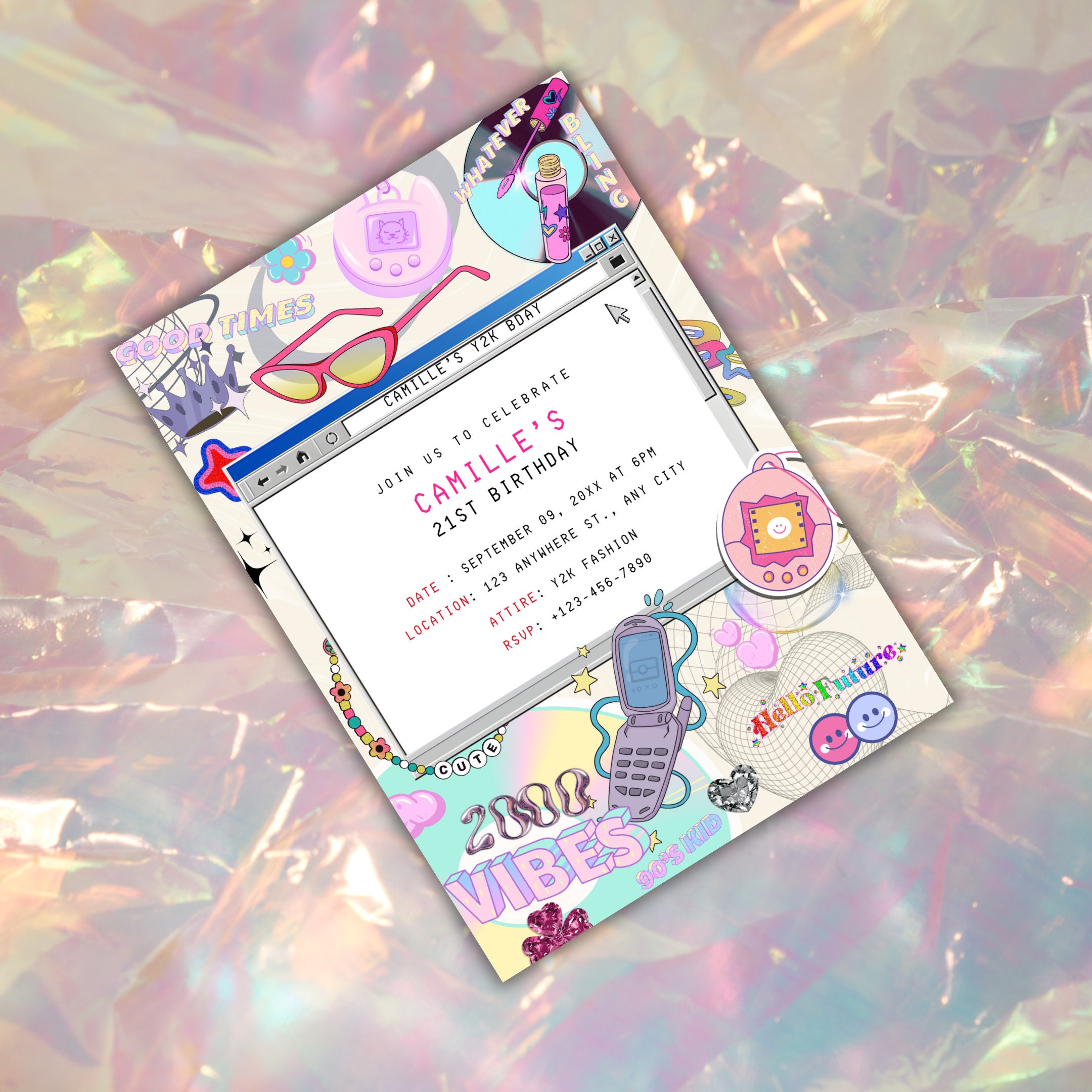 Y2K Birthday Invite, Y2K Invitation, Y2K Party Invitation, 2000s Party ...
