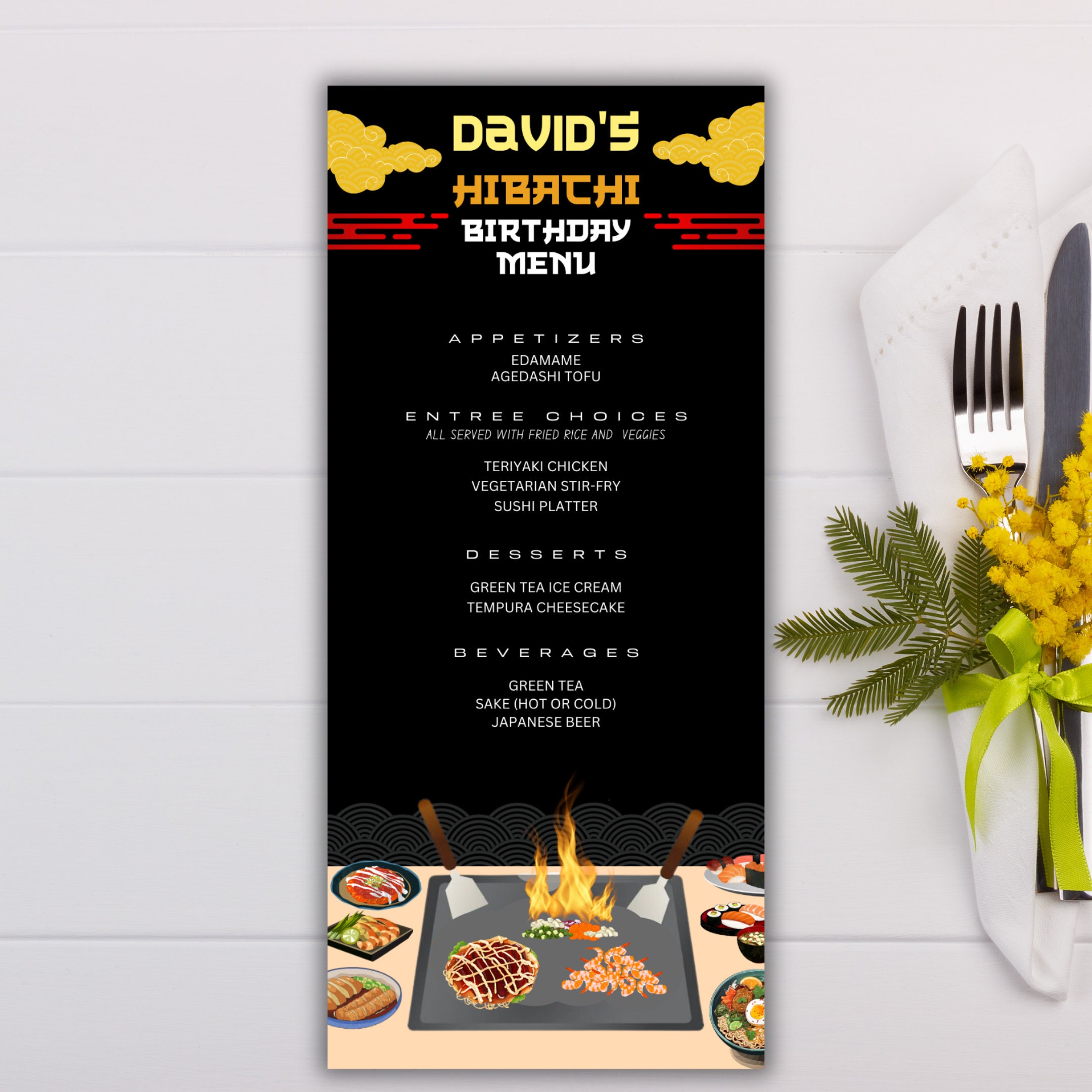 Hibachi Menu, Hibachi Party, Hibachi Dinner Party Invitation, Hibachi ...