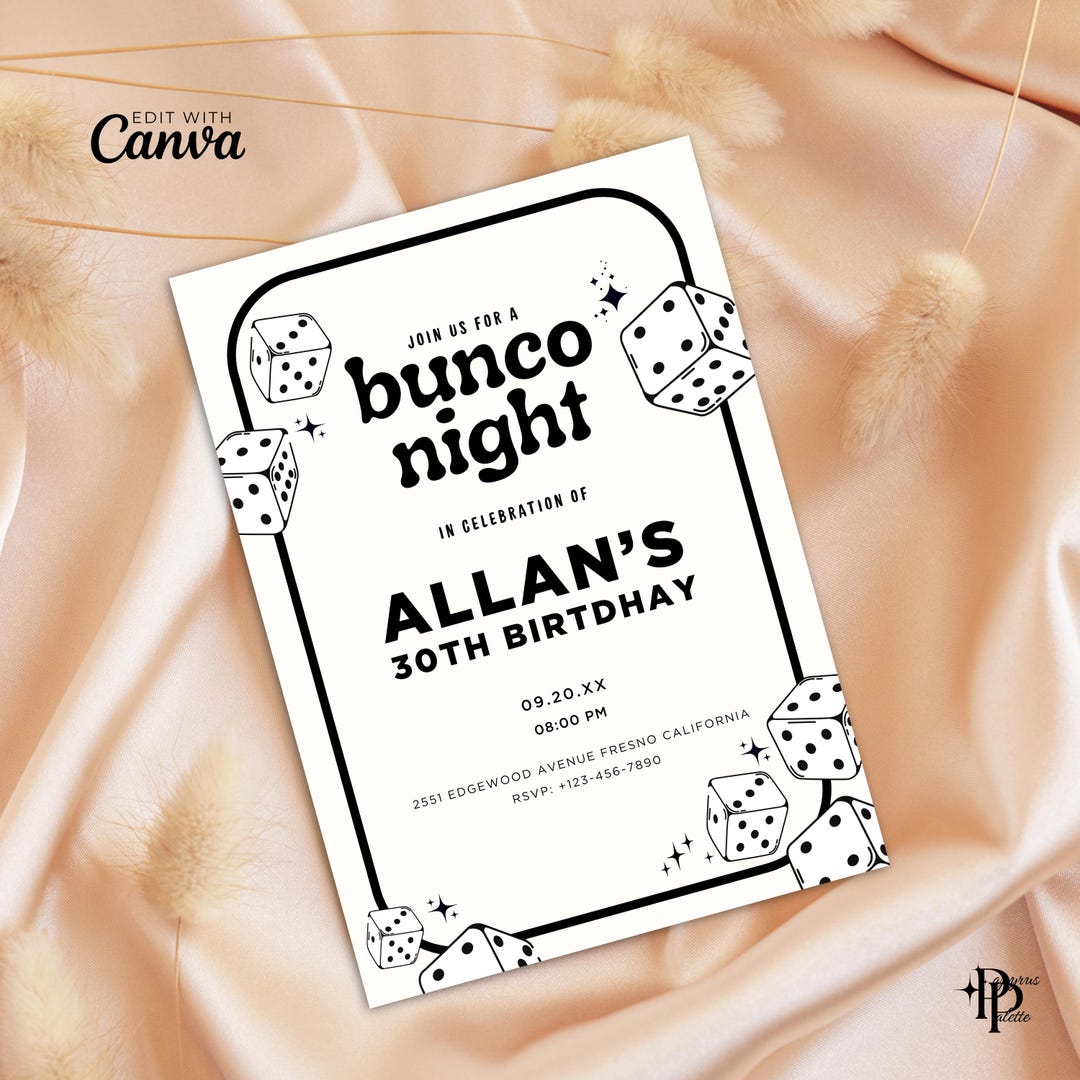 Bunco Party Invitation, Bunco Invitation, Dice Game Invitation, Dice ...
