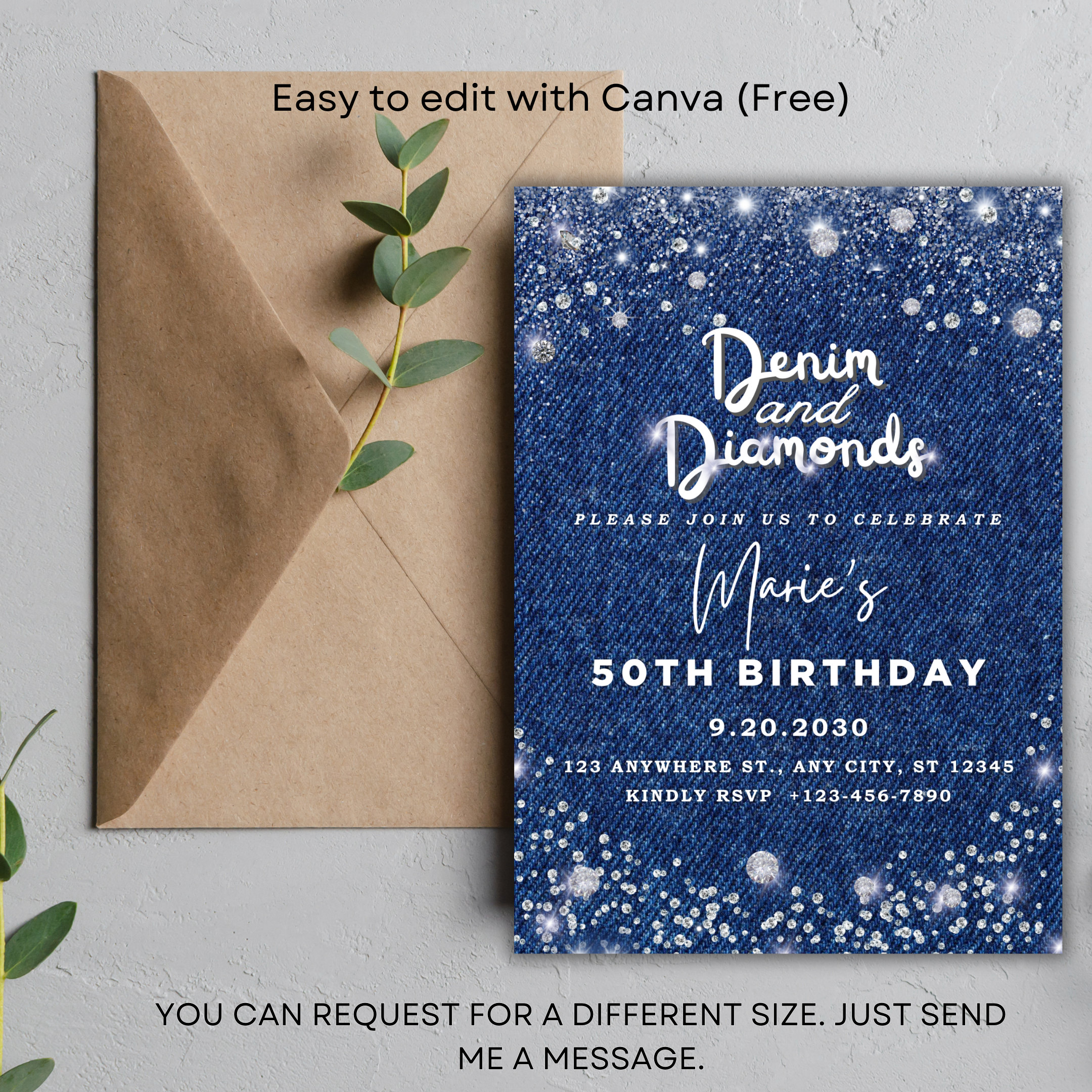 Denim and Diamond Invite, Denim Invitation, Denim Theme Party ...