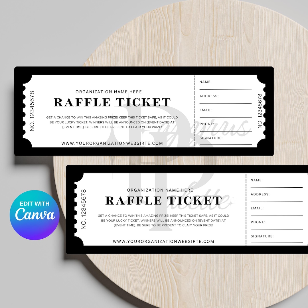 Custom Printed Raffle Ticket Template - Personalized Blank Raffle ...