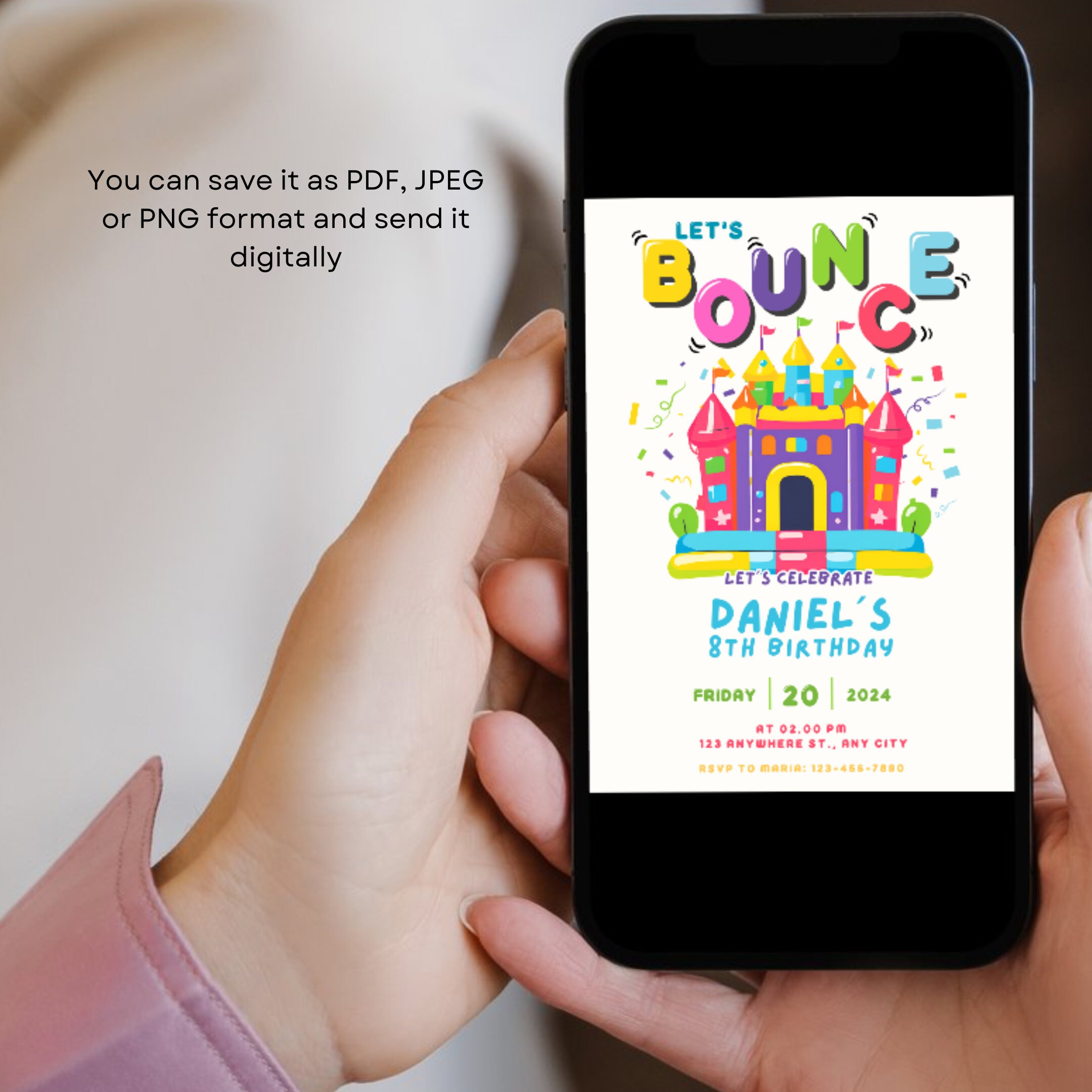 Editable Bouncy Castle Party Invitation - Printable Birthday Invite ...