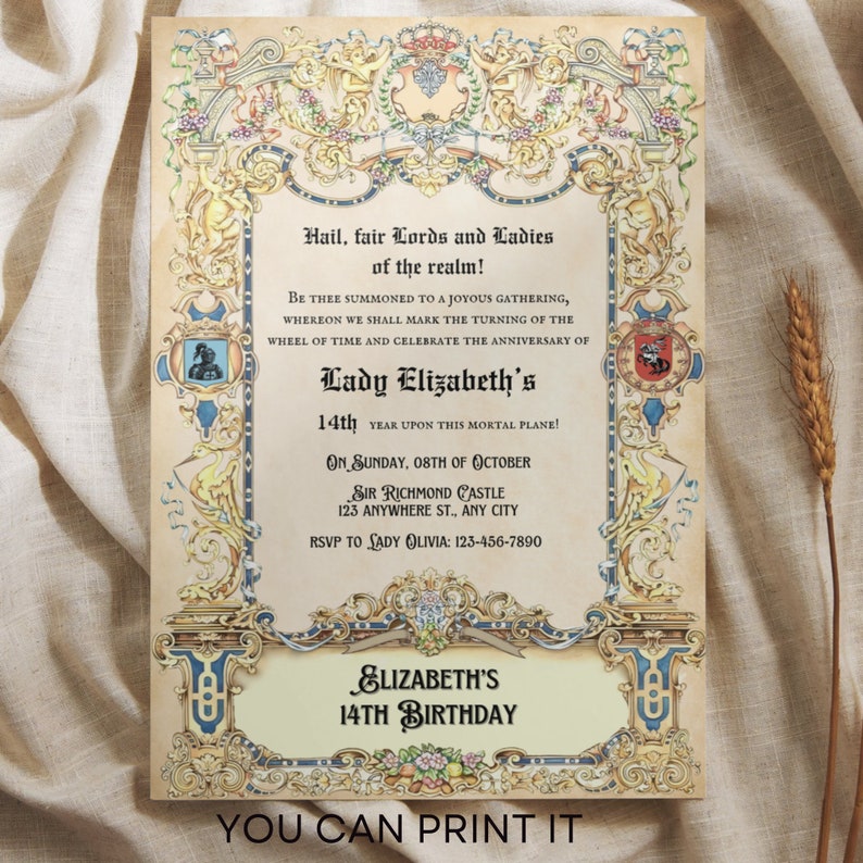 Medieval Party Invite, Medieval Invite, Medieval Renaissance Invitation ...