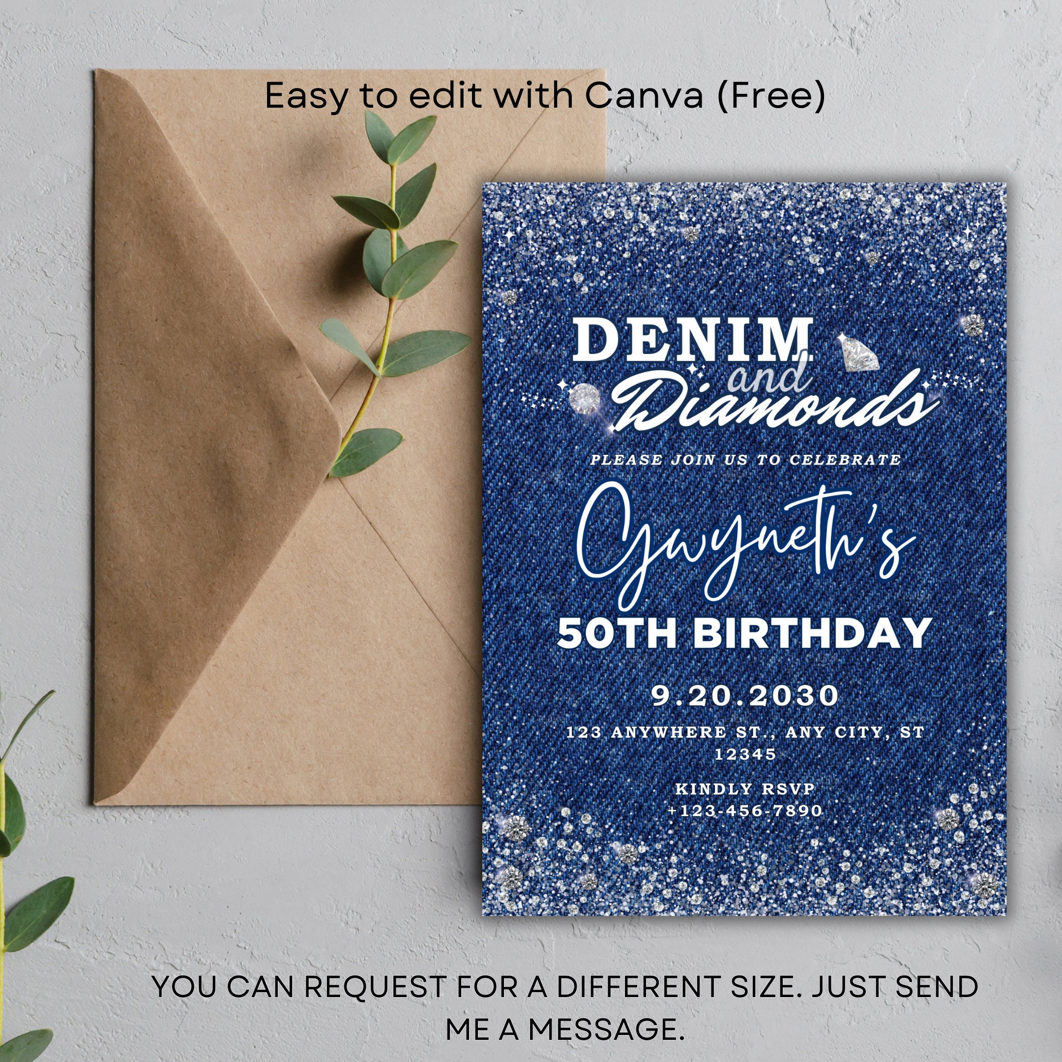 Denim and Diamond Invite, Denim Invitation, Denim Theme Party ...