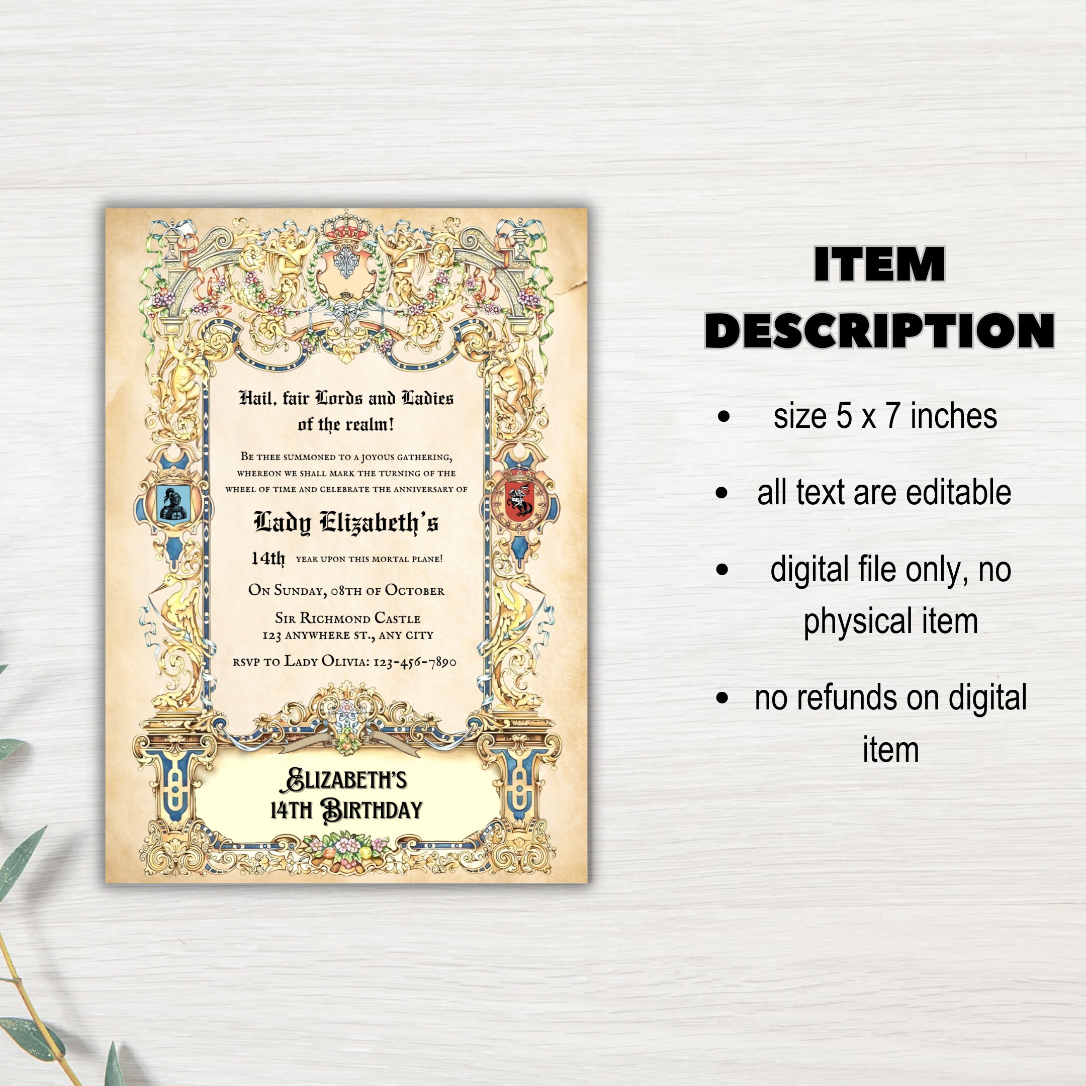 Medieval Party Invite, Medieval Invite, Medieval Renaissance Invitation ...