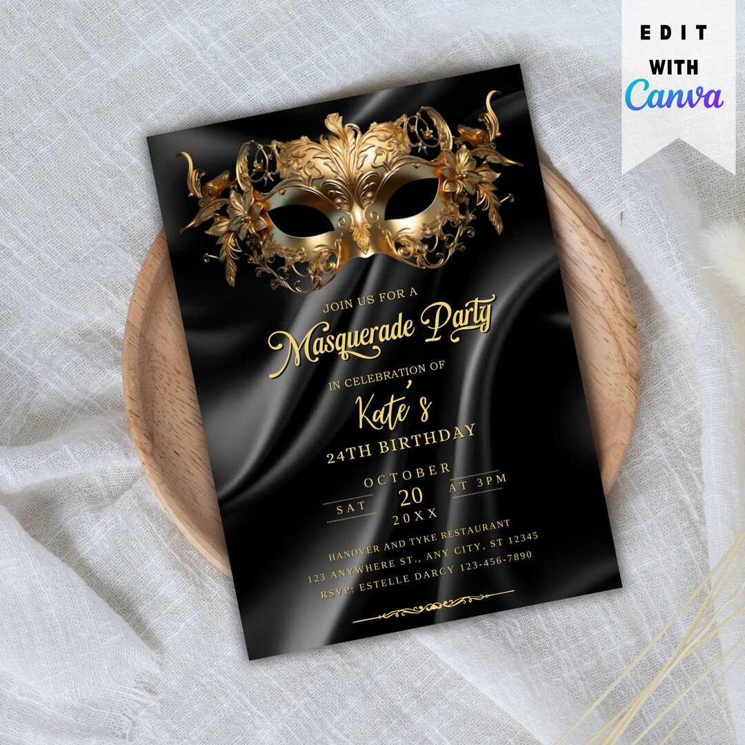 Masquerade Ball Invite Template Masked Ball Invite Mardi Gras Invite ...