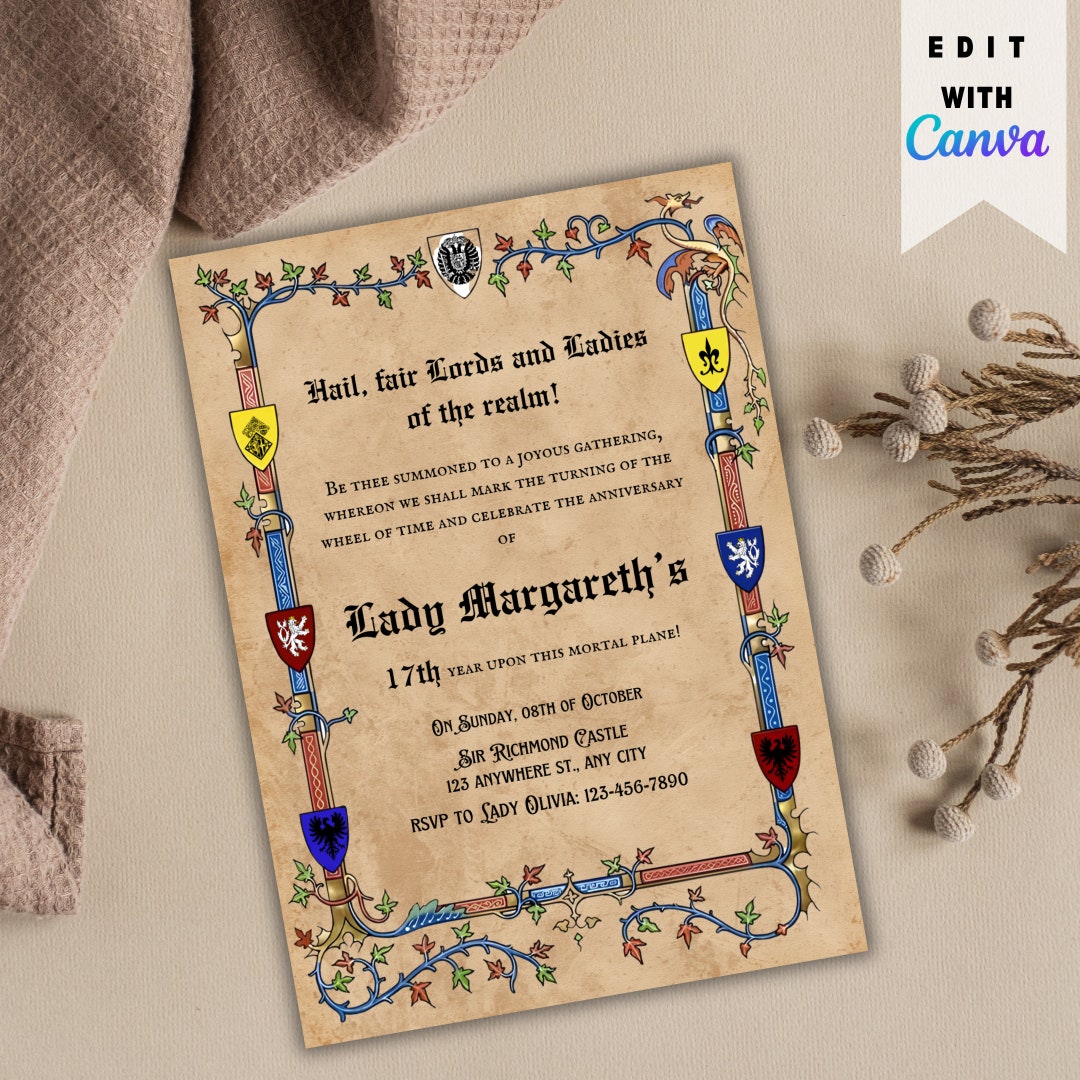 Medieval Invite, Medieval Party Invite, Medieval Invite, Medieval ...