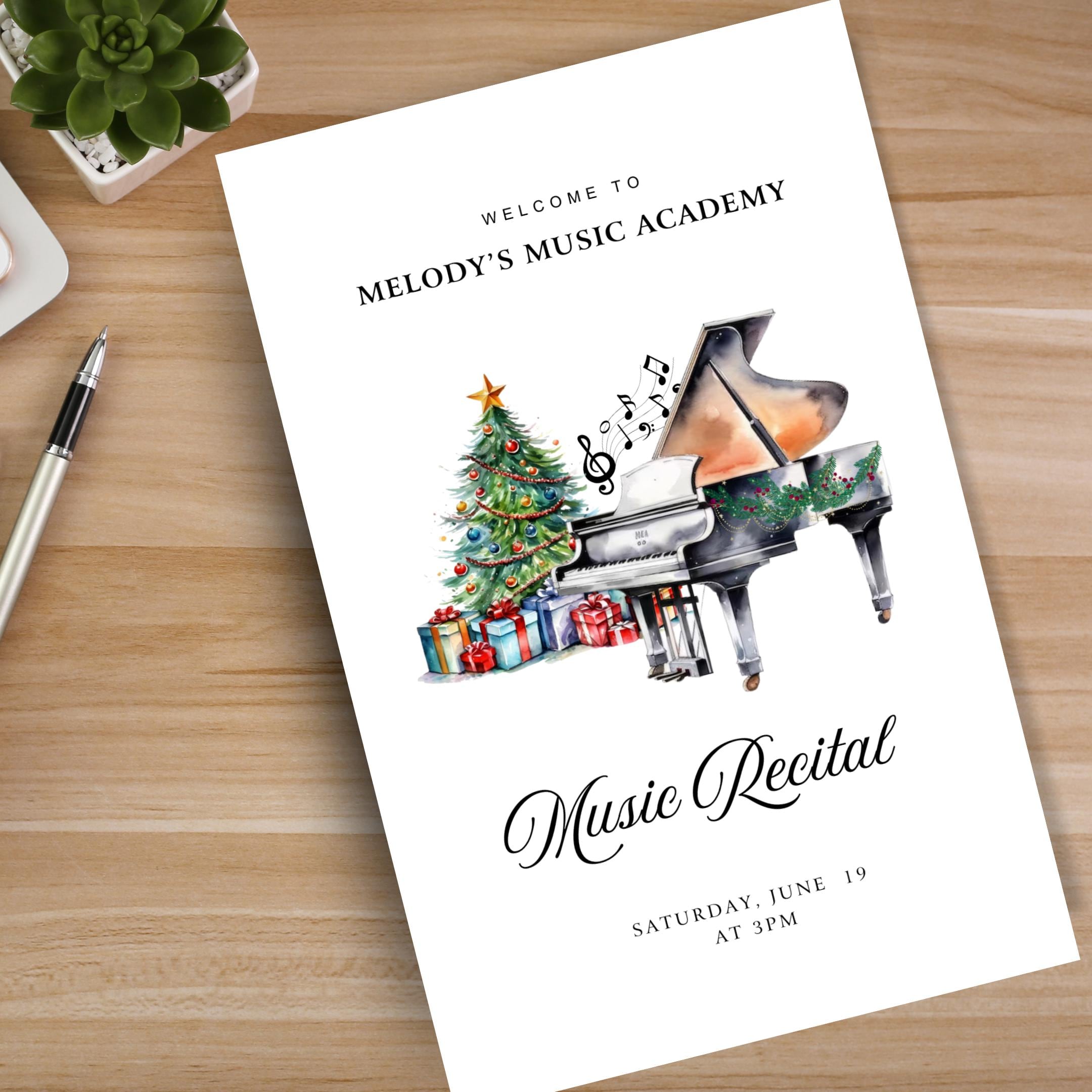 Holiday Recital Program Template, Music Program Template, Music Recital ...