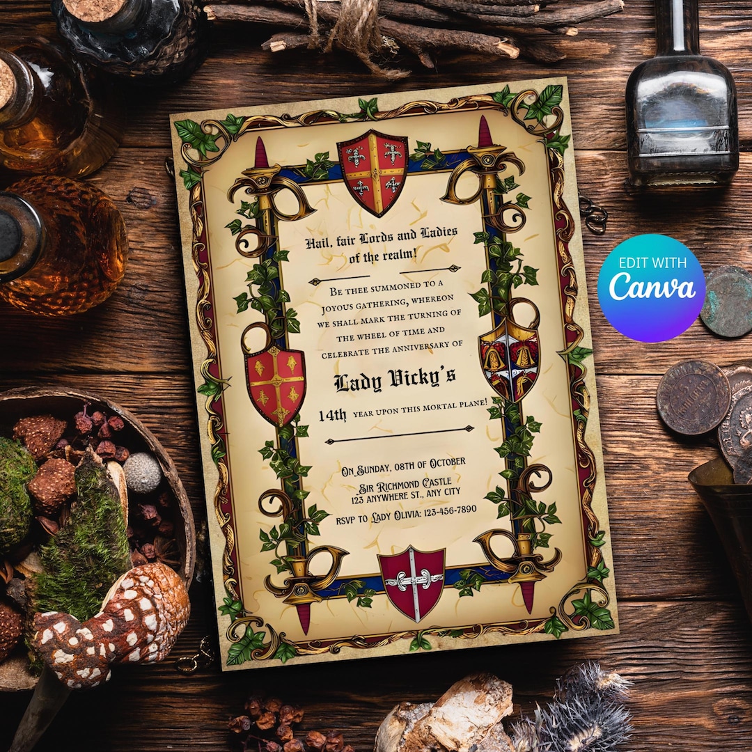 Medieval Invite, Medieval Party Invite, Medieval Invite, Medieval ...