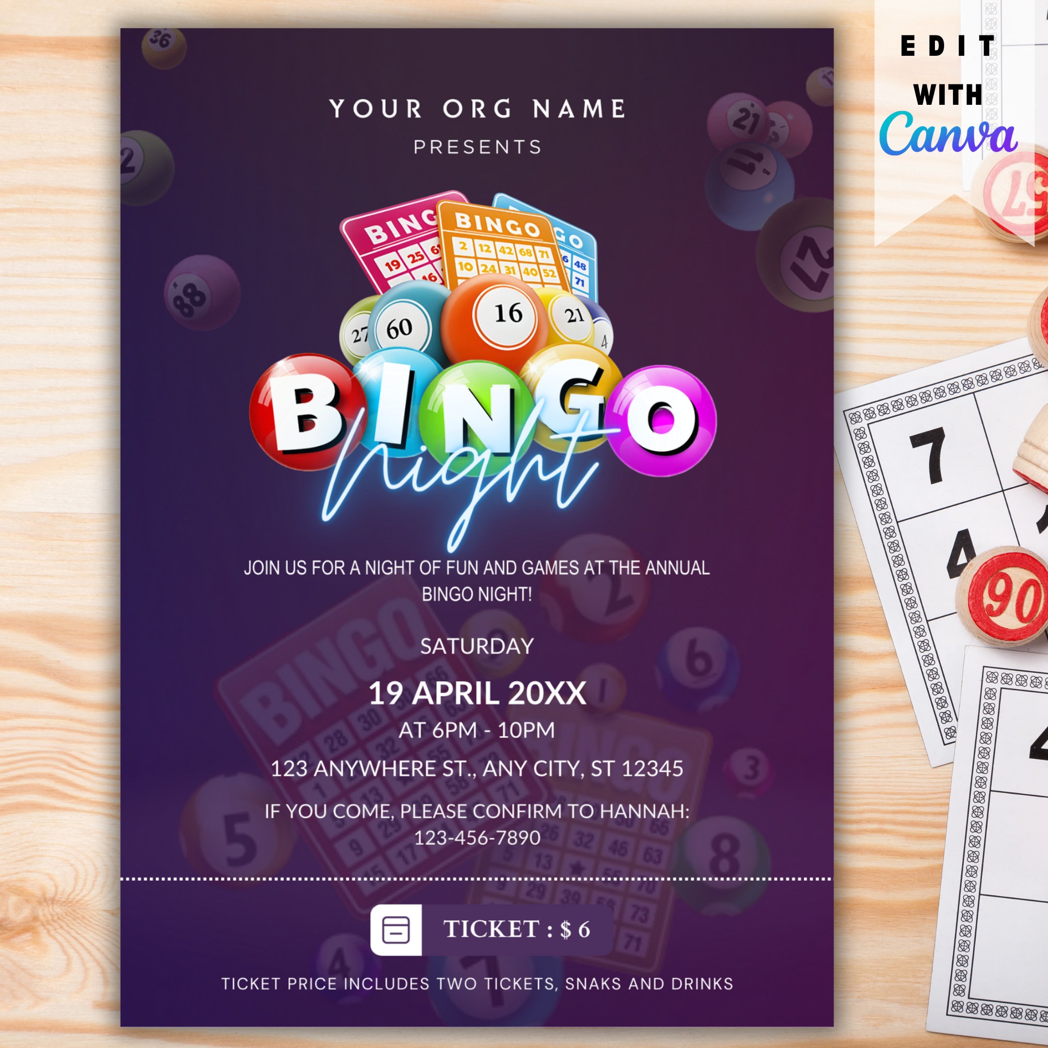 Bingo Night Flyer, Bingo Night Invitation, Bingo Flyer, Bingo ...