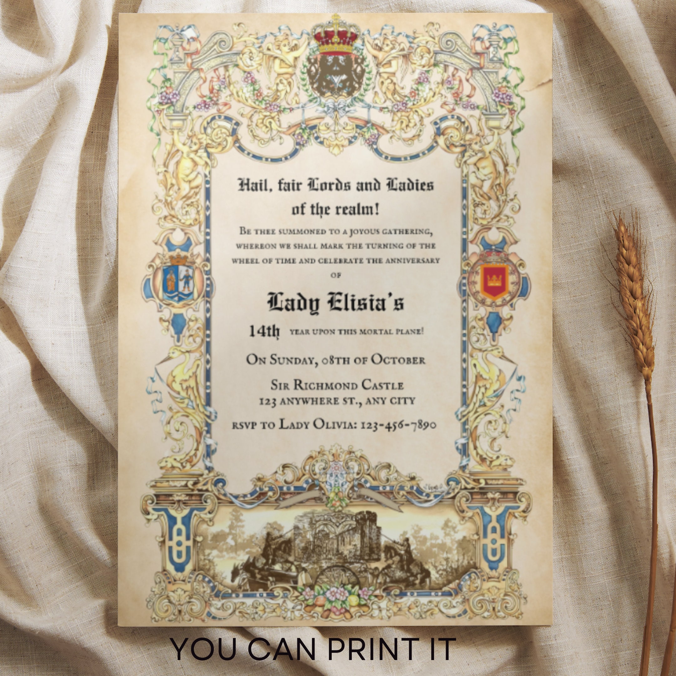 Medieval Party Invite, Medieval Invite, Medieval Renaissance Invitation ...