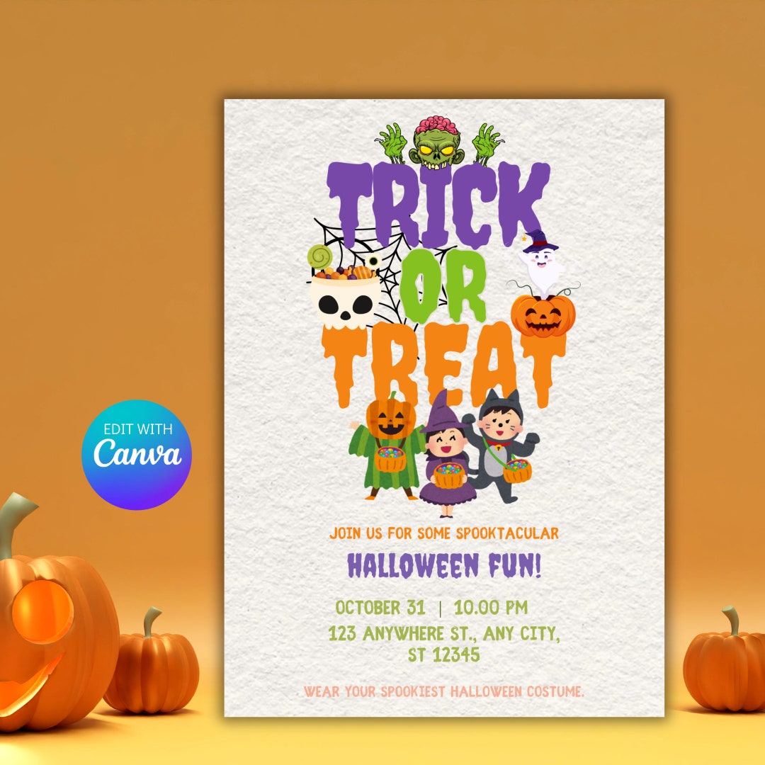 Editable Trick or Treat Flyer - Trunk or Treat Invite, Spooky Party ...