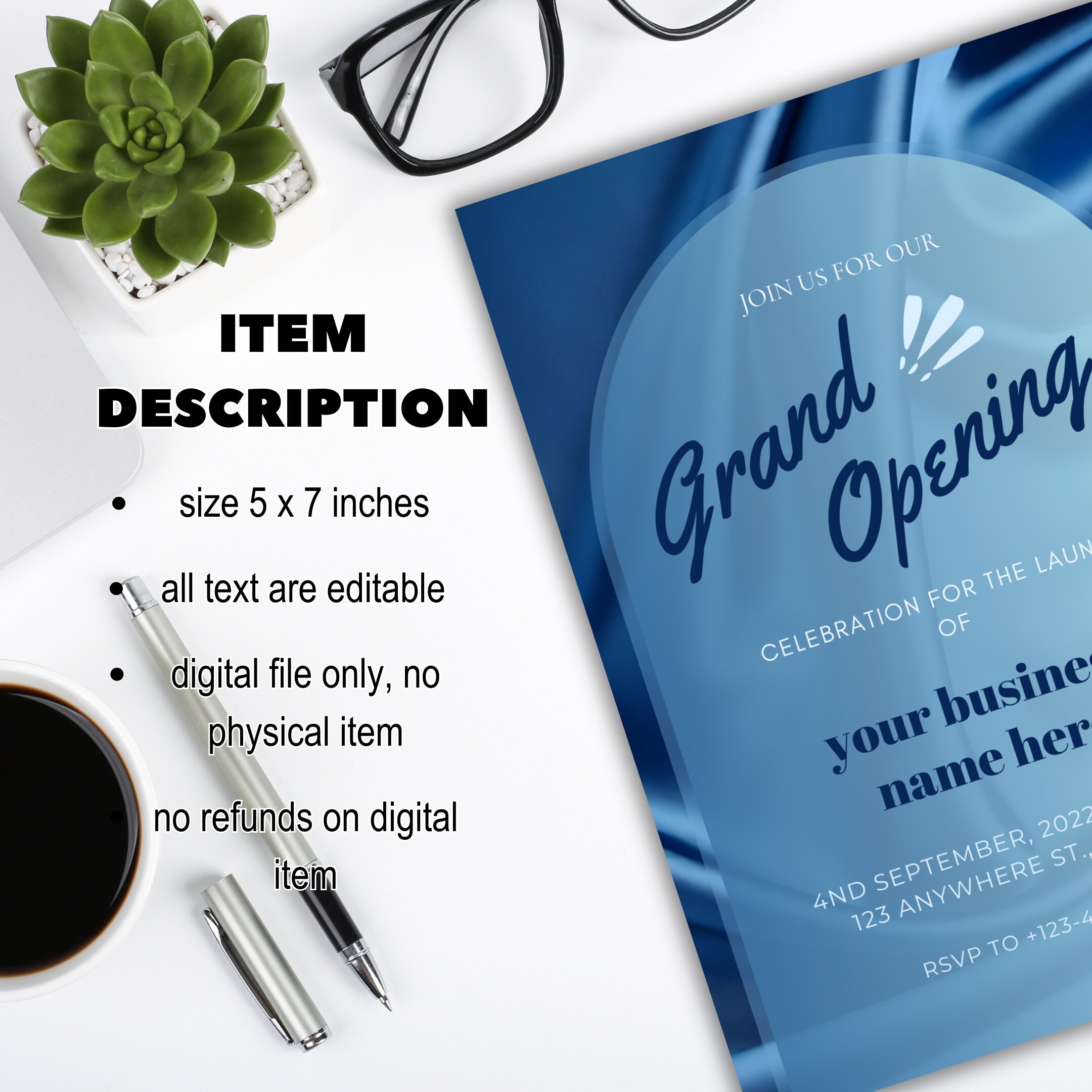 Grand Opening Invitation, Printable Party Invitation, Corporate ...