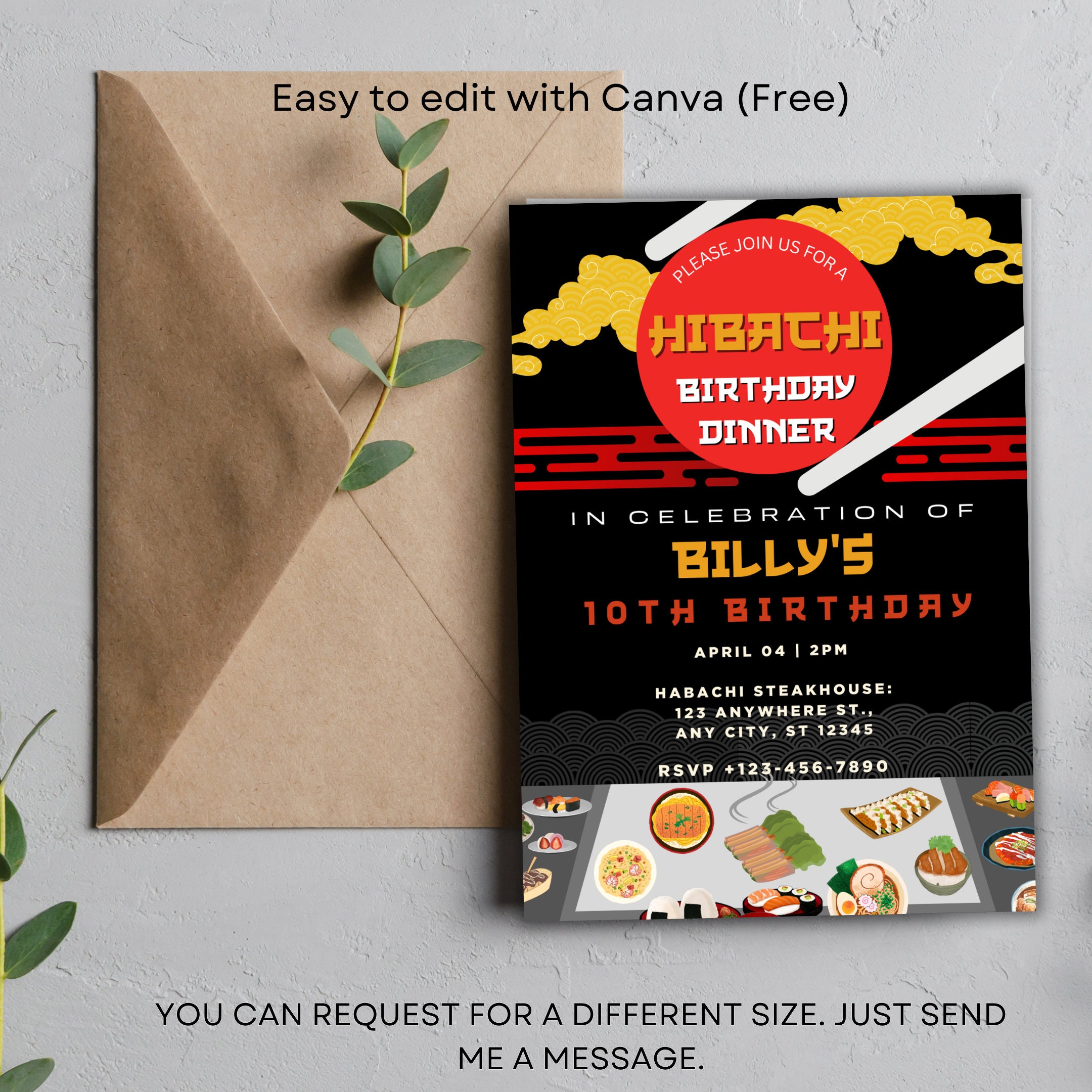 Hibachi Invitation, Hibachi Party, Hibachi Dinner Party Invitation ...