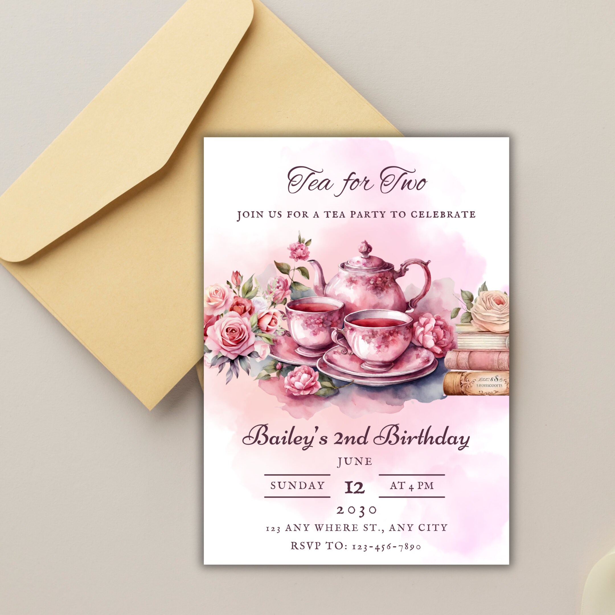 Afternoon Tea Invite, High Tea Invitation, Tea Party Birthday Inviter ...