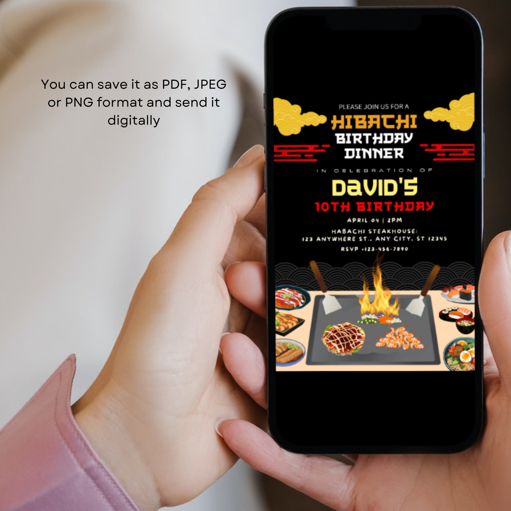 Hibachi Invitation, Hibachi Party, Hibachi Dinner Party Invitation ...