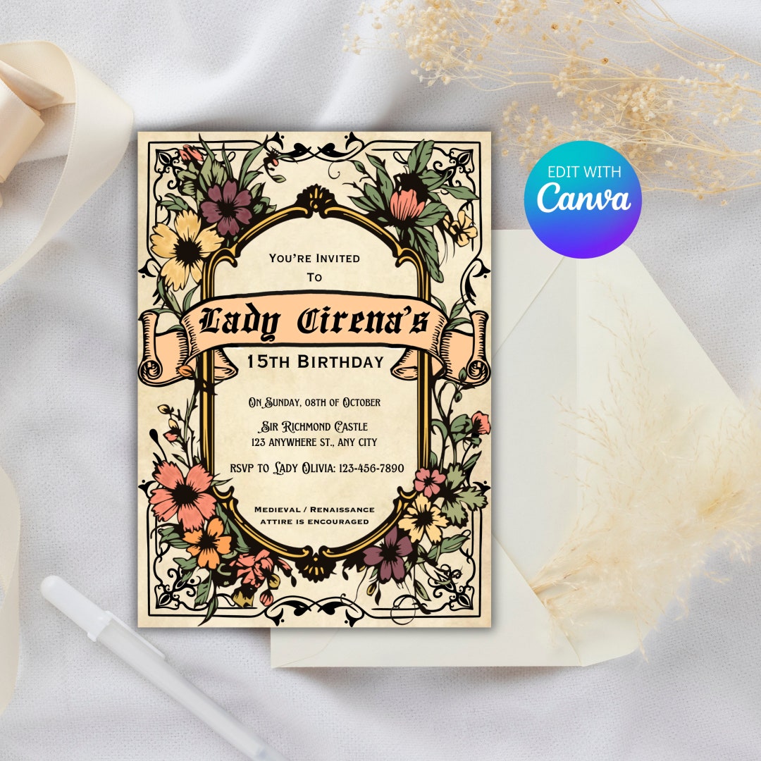 Medieval Birthday Invitation - Medieval Invite Personalized Medieval ...