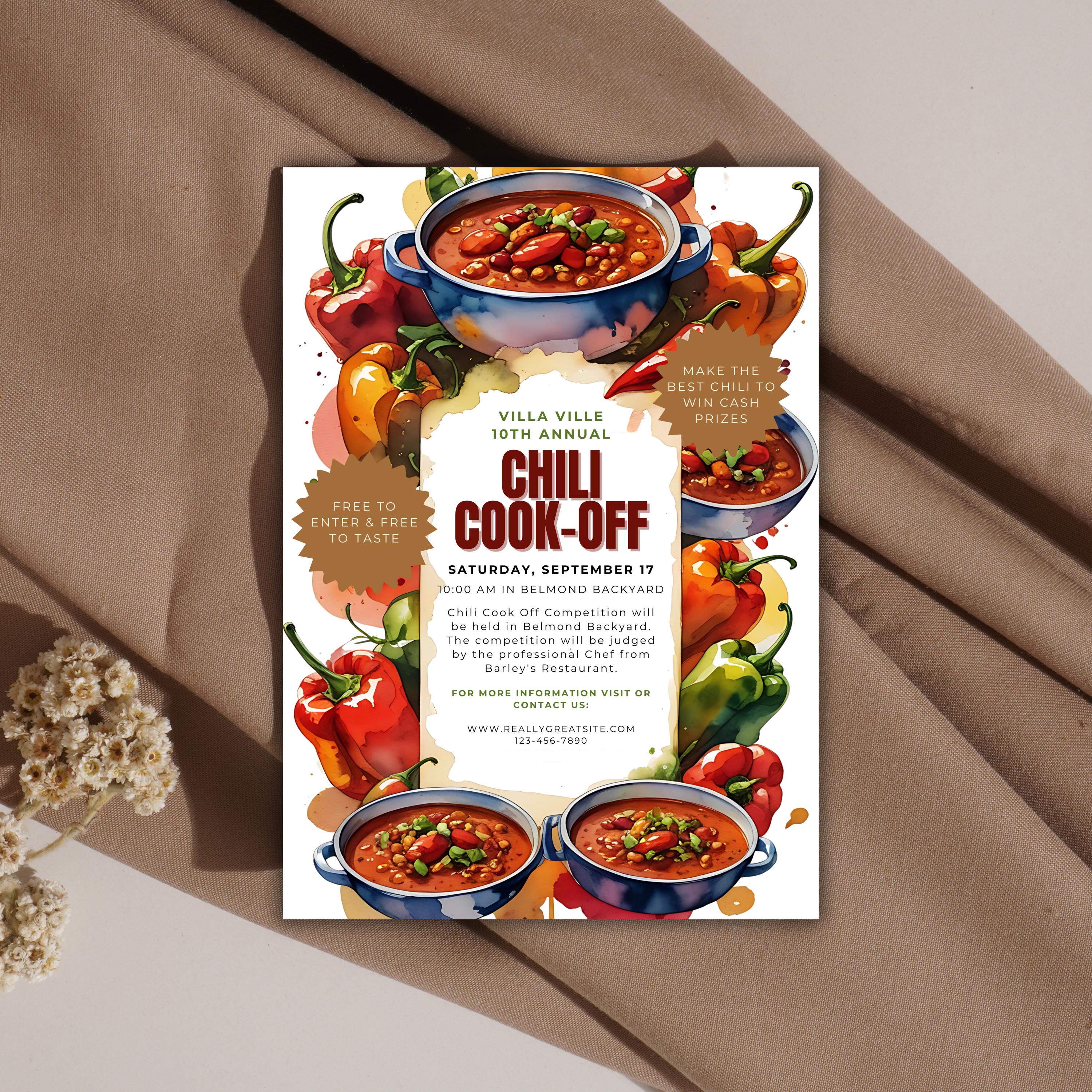 Chili Cook off Flyer | Editable Canva Template for Contest Invite ...