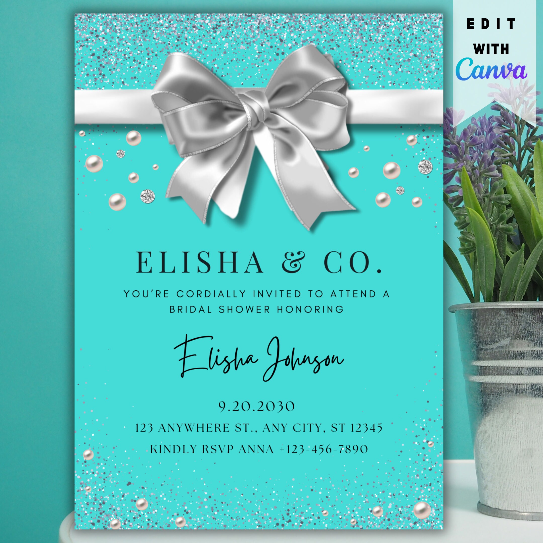 Tiffany Blue Wedding Invitation, White Bow With Aqua Blue Invitation ...