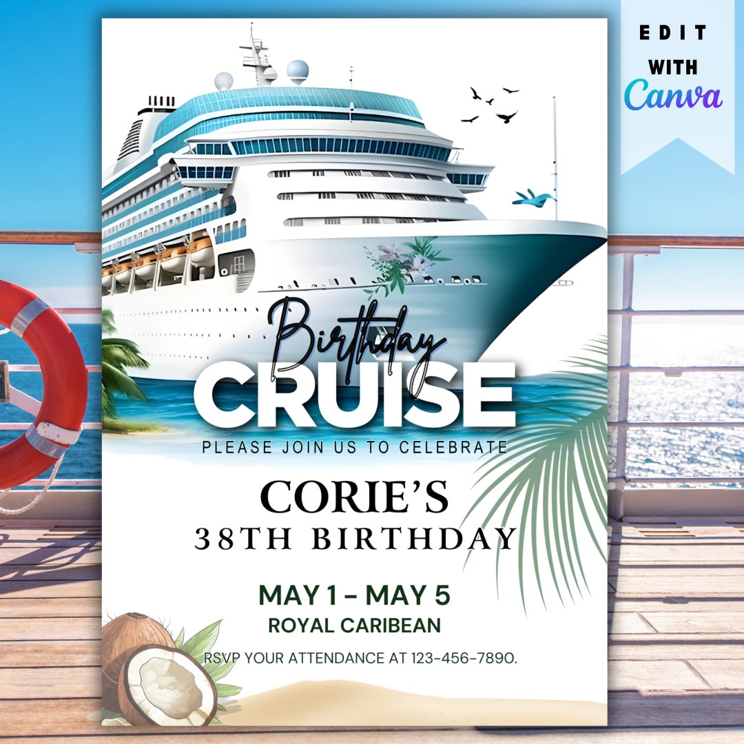 Cruise Invite, Cruise Ship Invite, Cruise Birthday Invite, Cruise ...