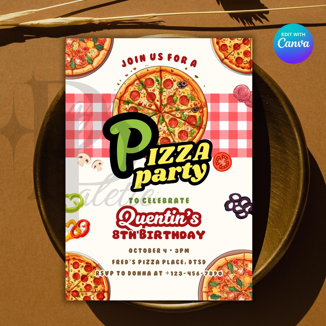 Pizza Party Invite Printable Pizza Making Invitation Fun Pizza Night ...