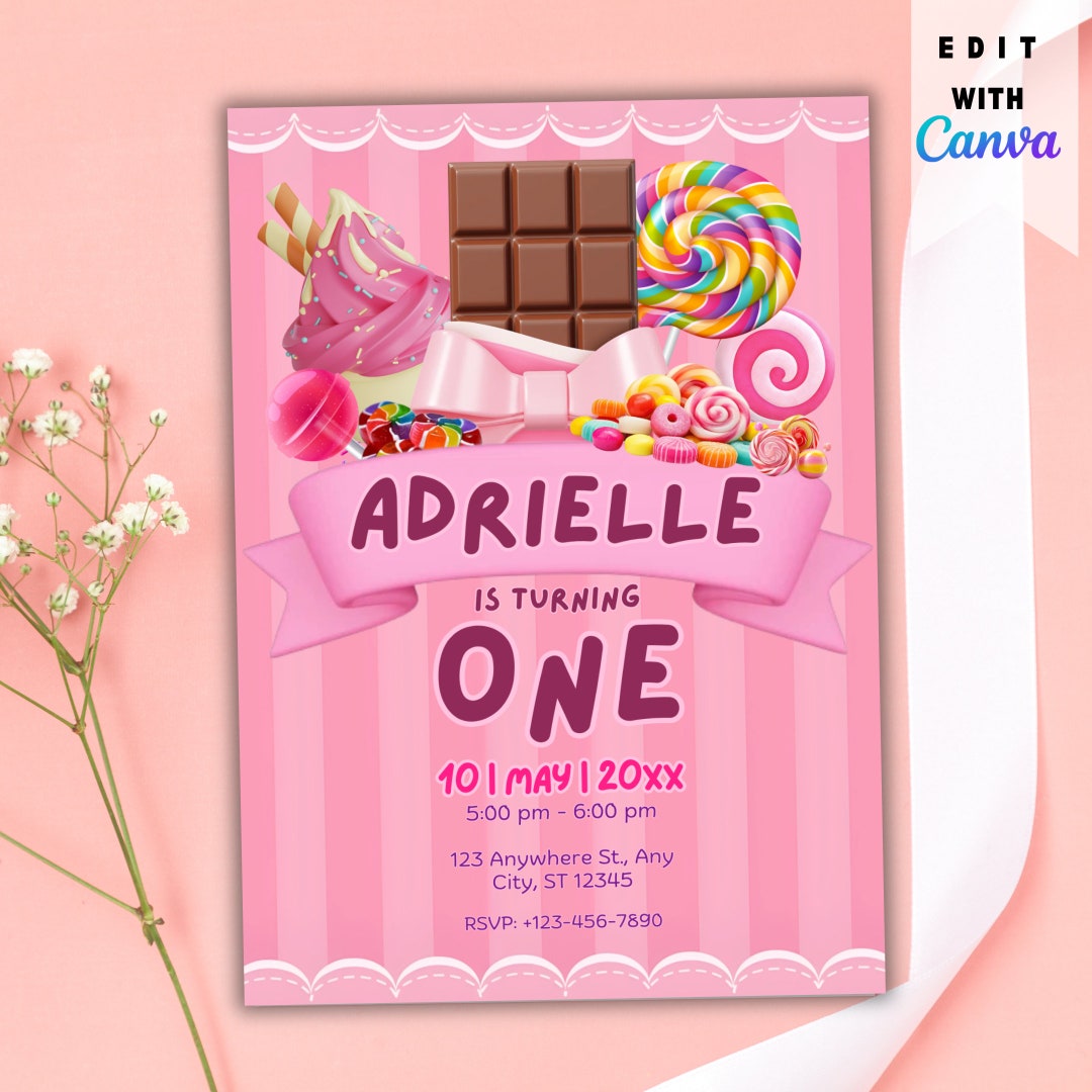 Candyland Invitation Editable Invite Candy Land Invite Candyland Party ...