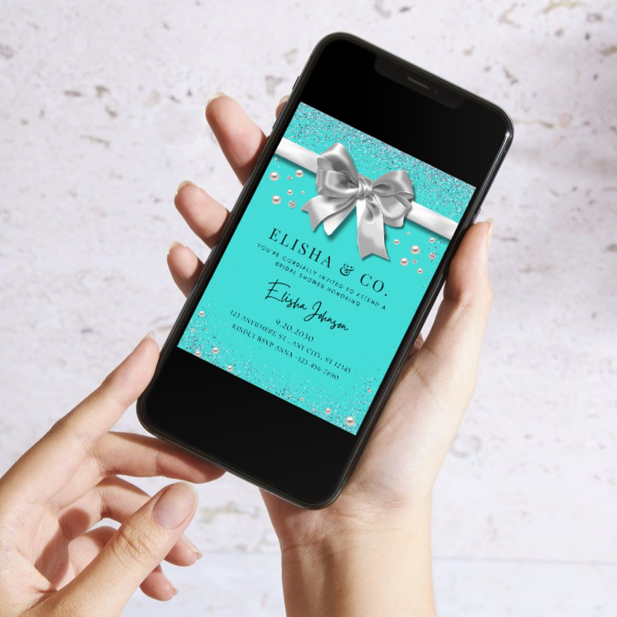 Tiffany Blue Wedding Invitation, White Bow With Aqua Blue Invitation ...