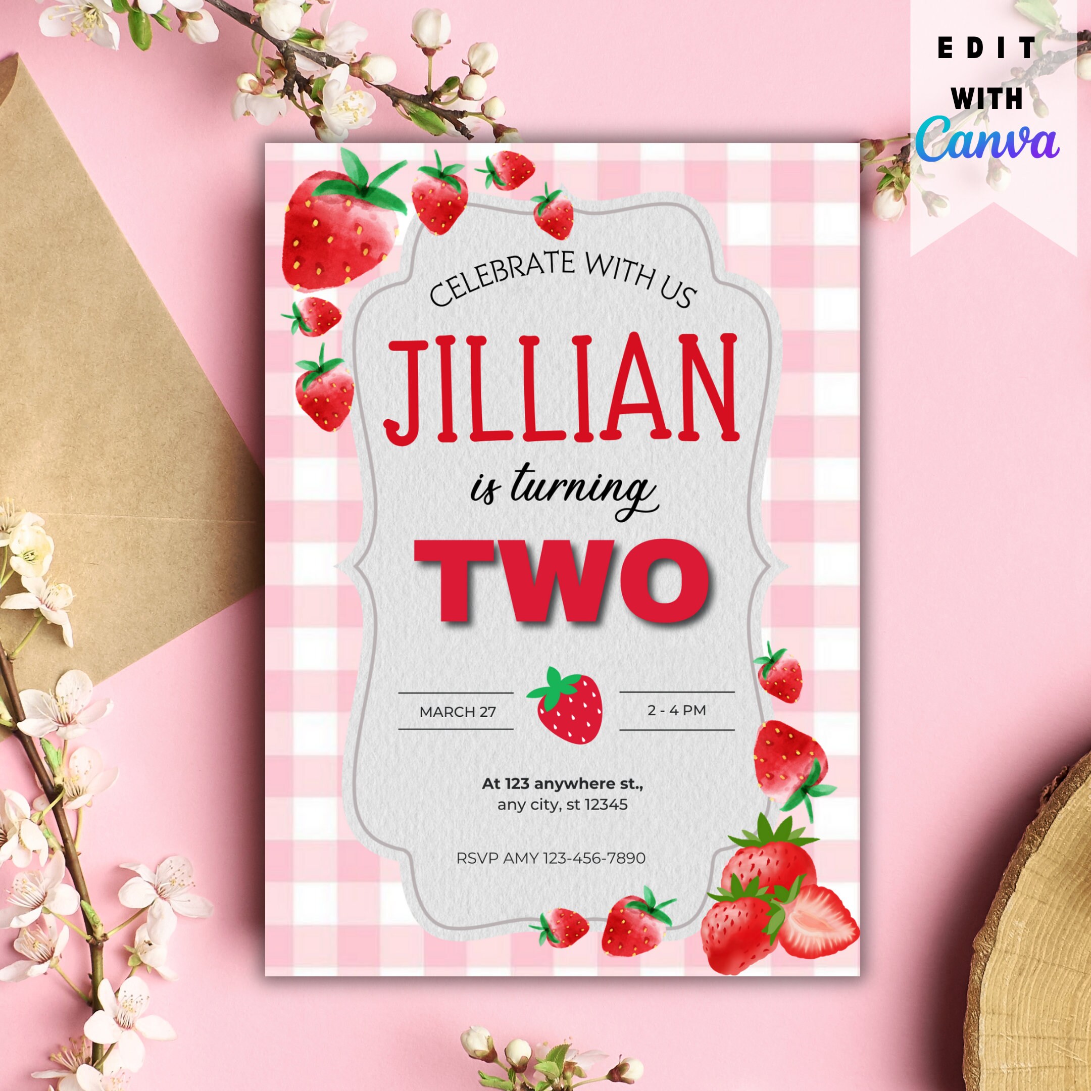Strawberry Shortcake Birthday Invitation Template, Printable Birthday ...