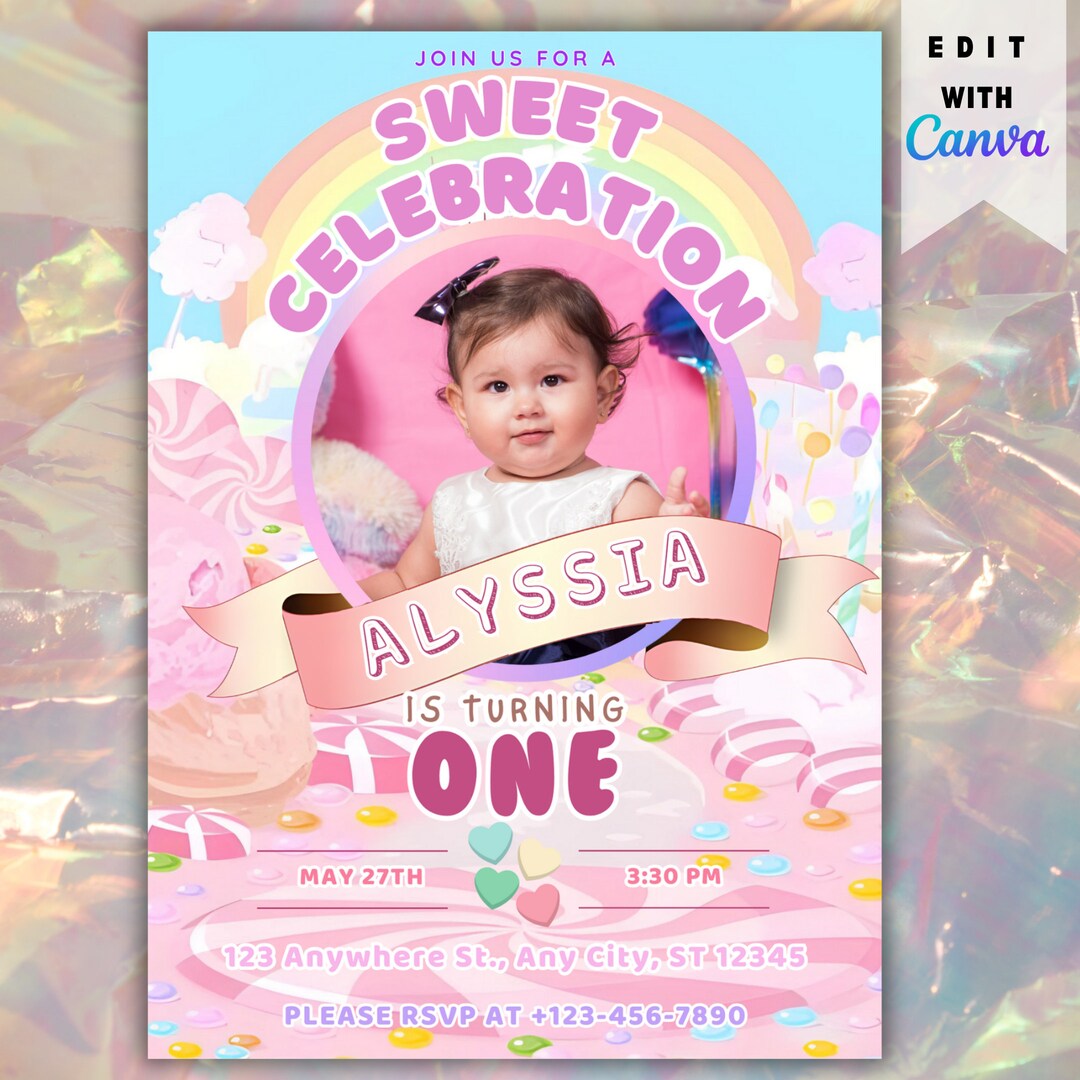 Candyland Invitation, Candy Land Invite, Candyland Birthday Invitation ...