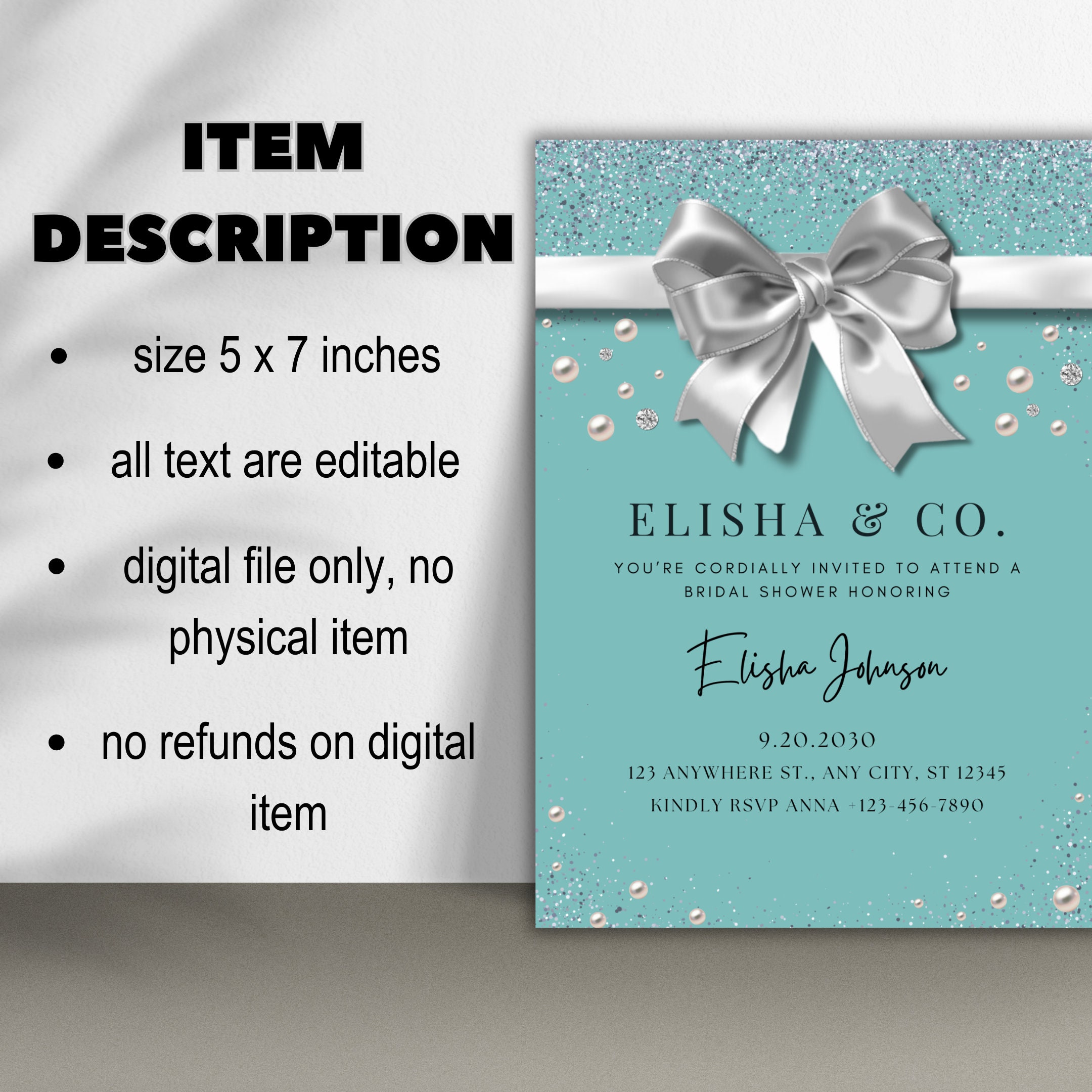 Tiffany Blue Wedding Invitation, White Bow With Aqua Blue Invitation ...