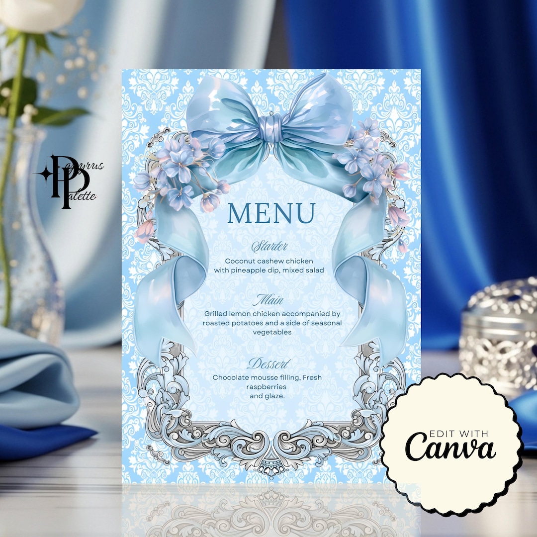 Editable Cinderella Quinceanera Menu - Spanish Quinceanera Menu ...