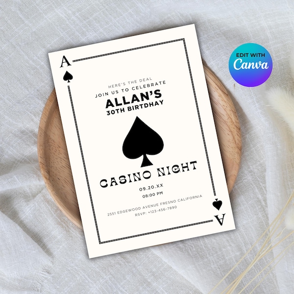 Playing Card Invite - Etsy