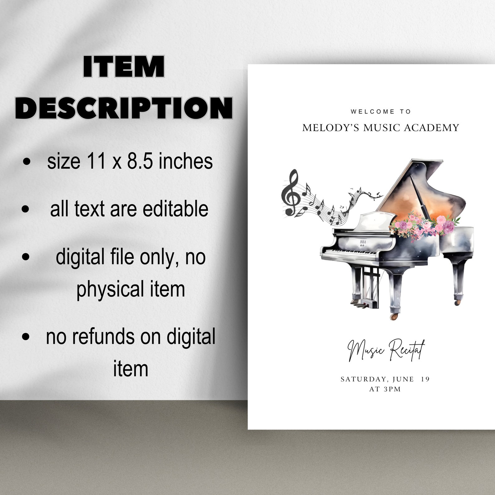 Recital Program Template, Music Program Template, Music Recital ...