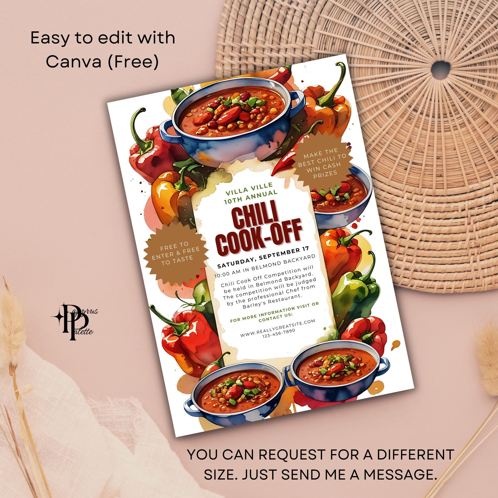 Chili Cook off Flyer | Editable Canva Template for Contest Invite ...