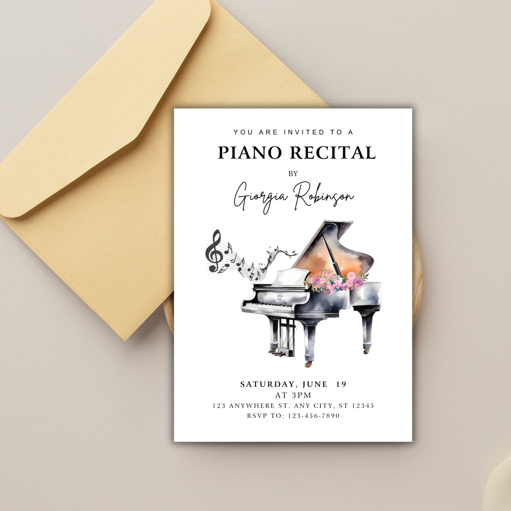 Piano Recital Invitation, Recital Invitation, Music Recital Invitation ...