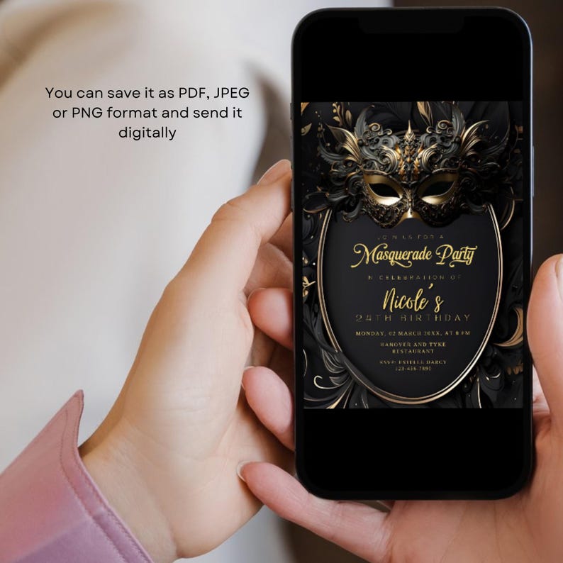 Editable Masquerade Ball Invitation Template - Masquerade Party Invite ...