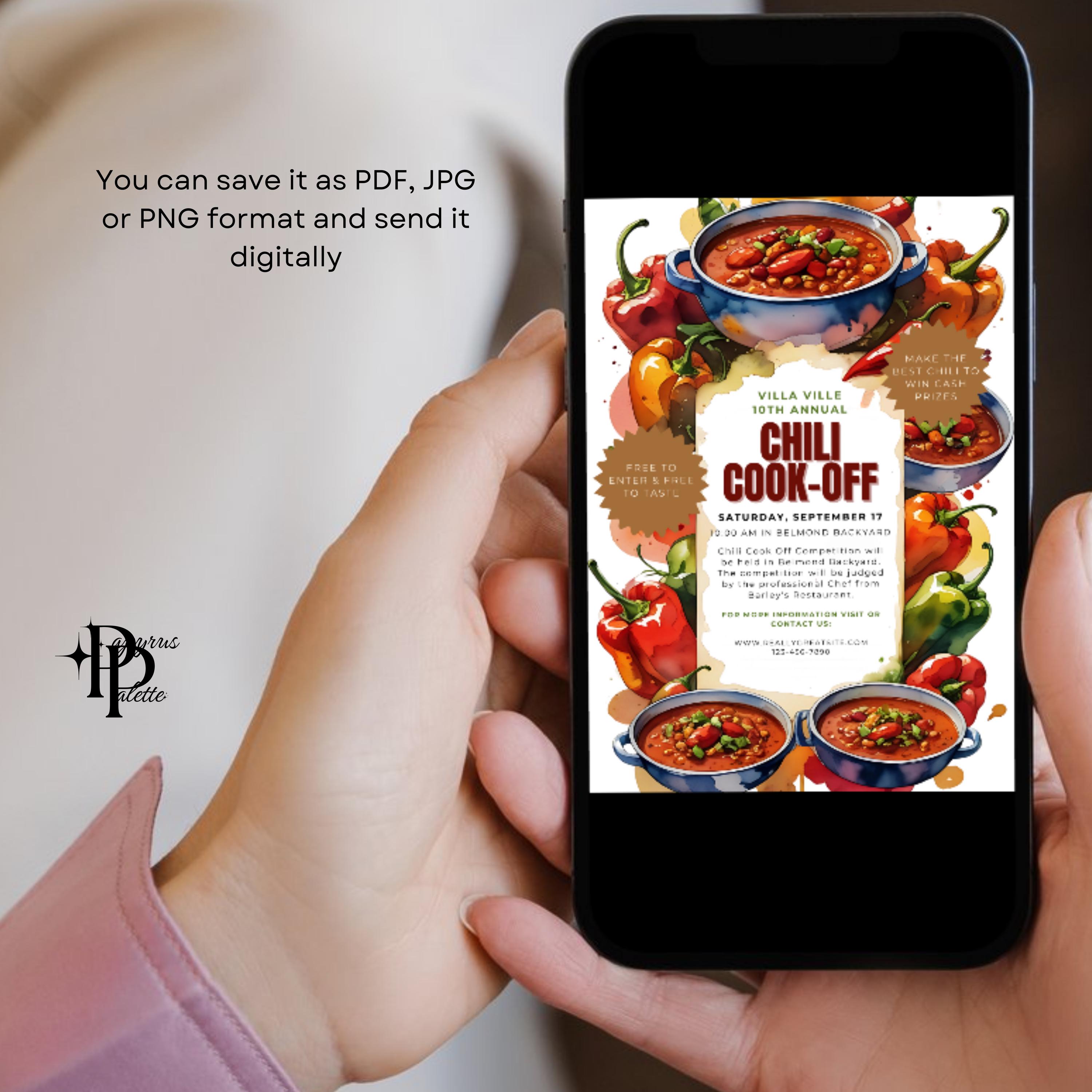 Chili Cook off Flyer | Editable Canva Template for Contest Invite ...