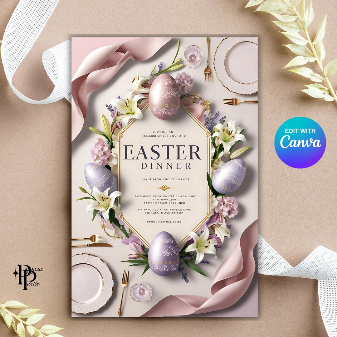 Easter Dinner Invite | Printable Easter Sunday Invitation for Church ...